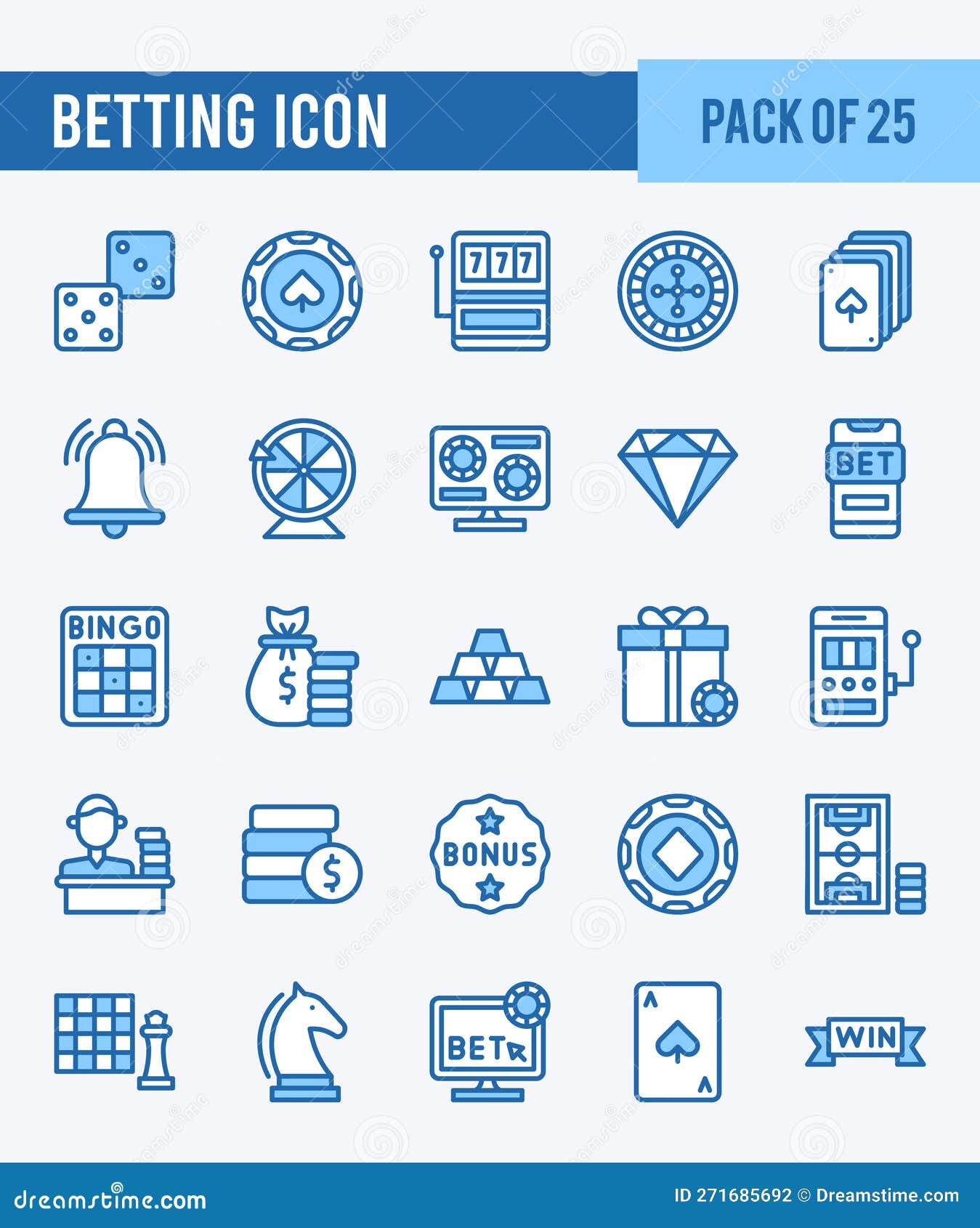 25 Betting. Two Color Icons Pack. Vector Illustration Stock Vector ...