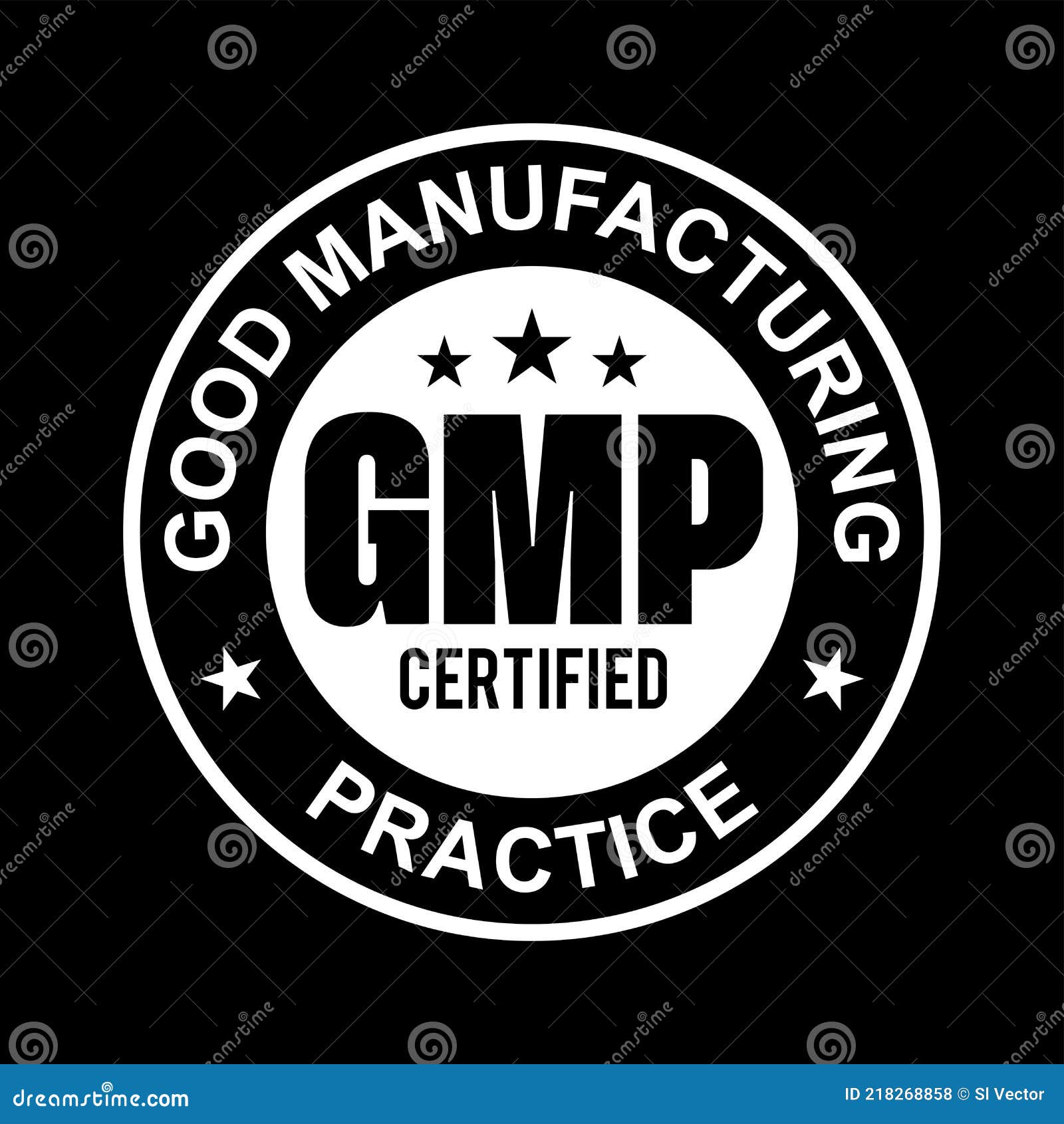 GMP Good Manufacturing Practice Certified Badge, Logo White Vector ...