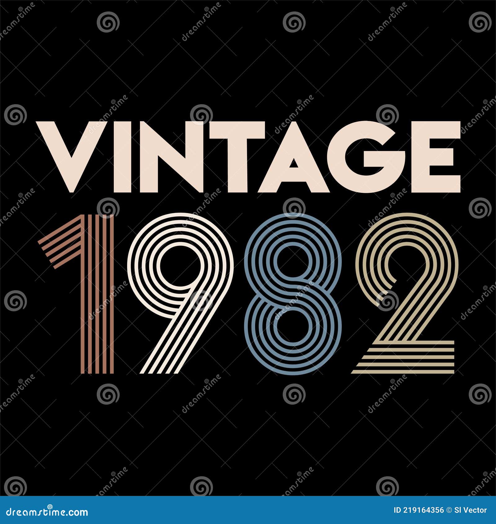 1982 Vintage Retro T Shirt Design Vector Stock Vector - Illustration of ...