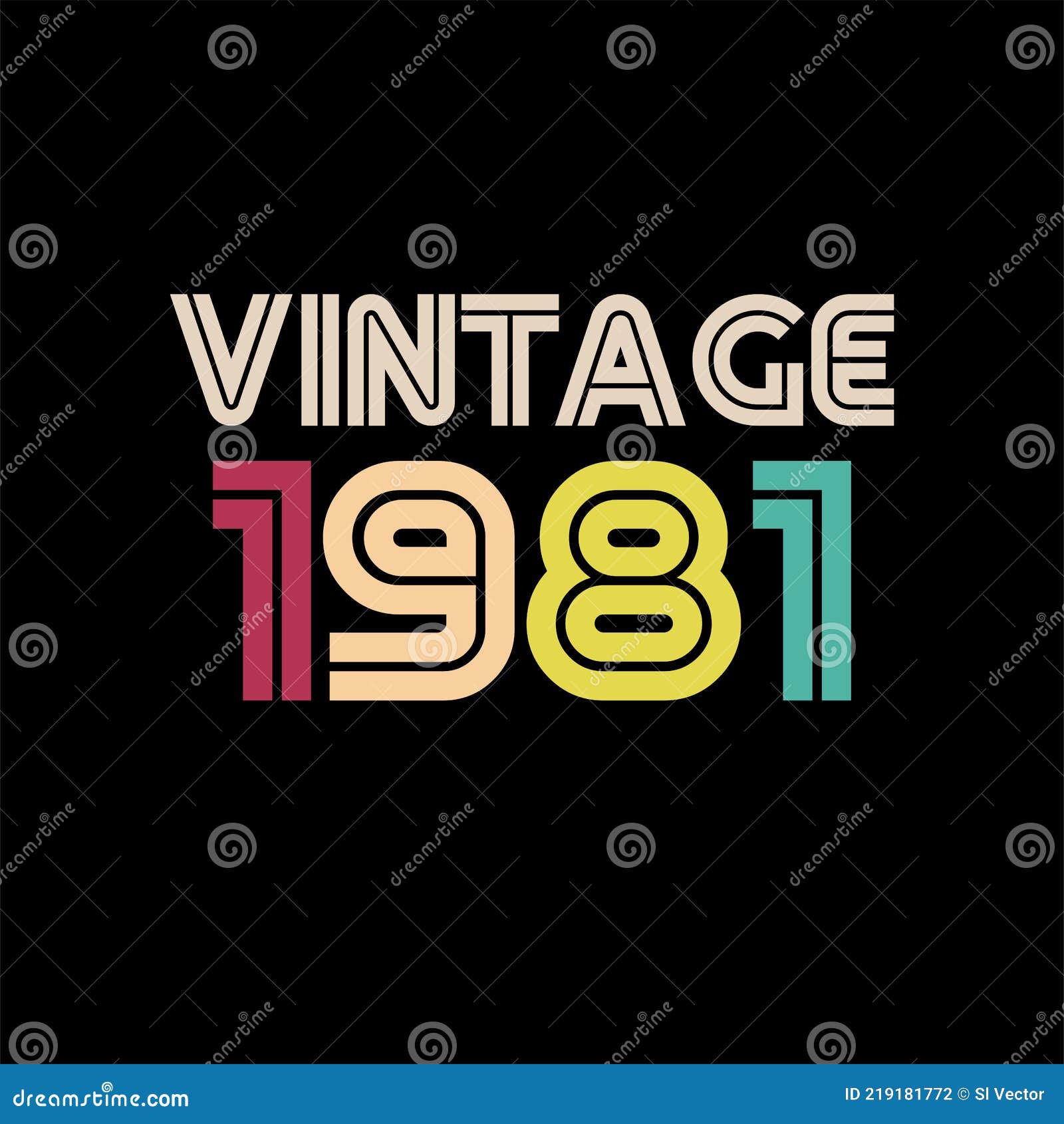 1981 Vintage Retro T Shirt Design, Vector, Black Background Stock ...