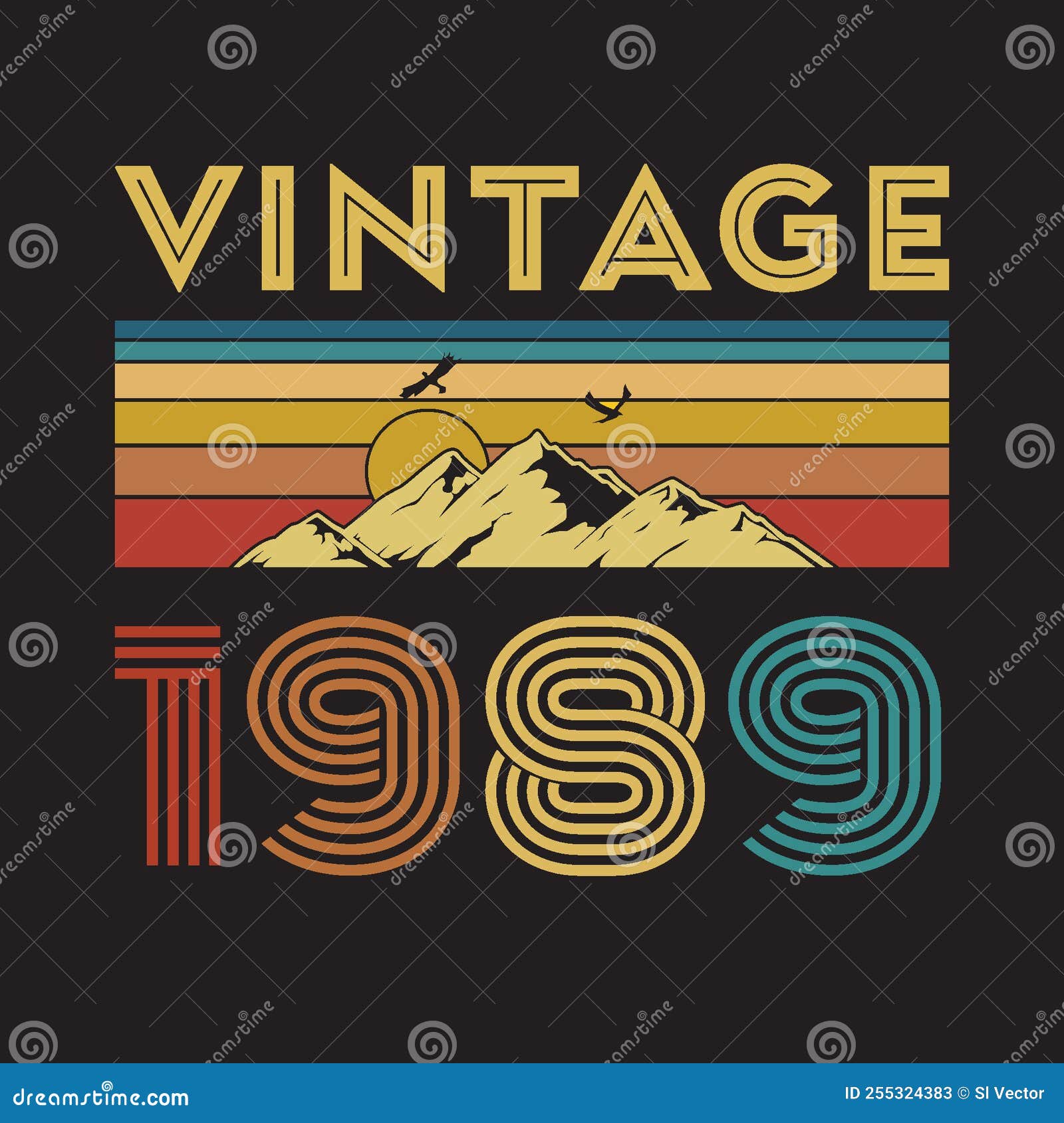 1989 Vintage Retro Design Vector Black Background Vector Gaphic ...