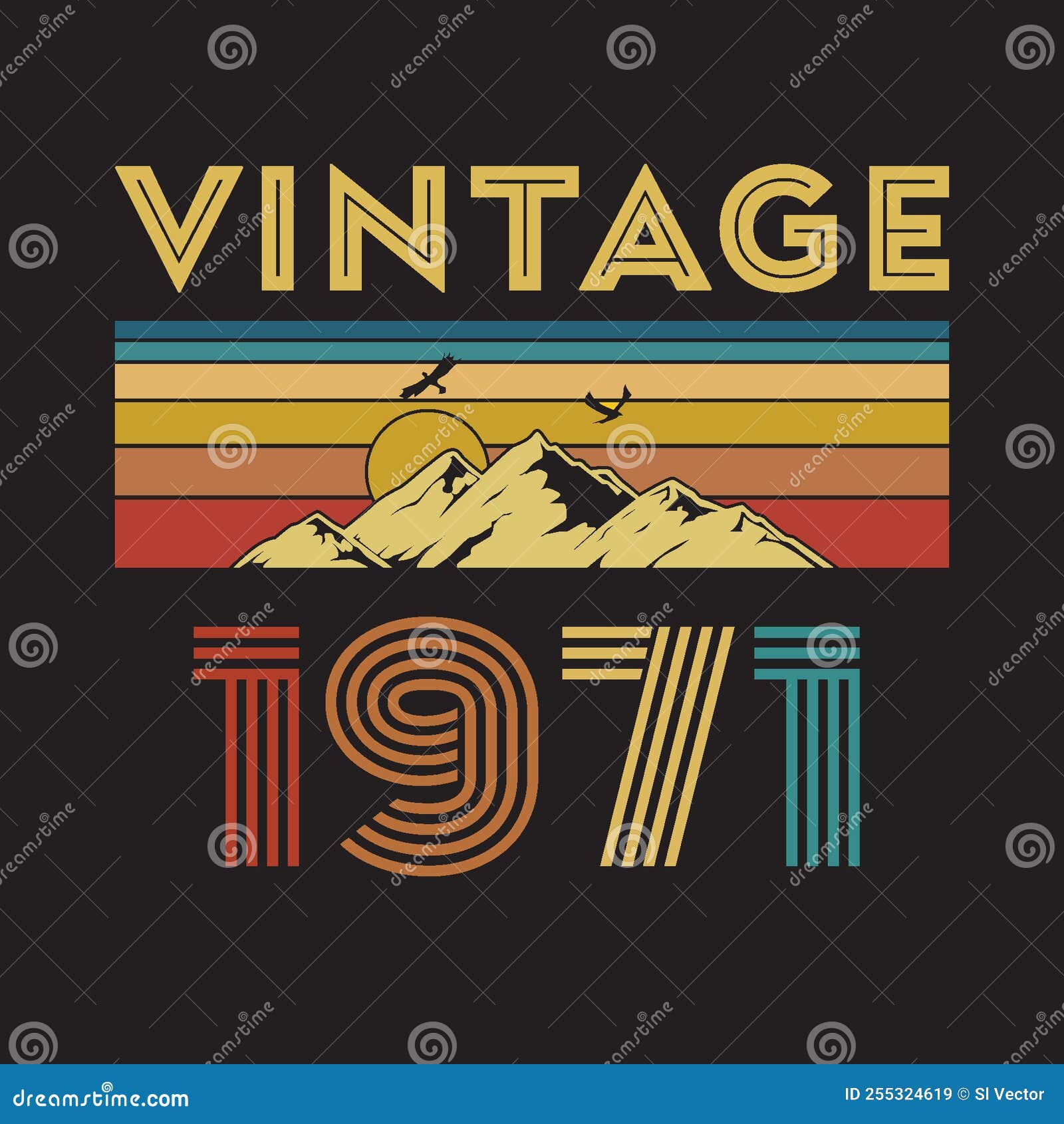 1971 Vintage T Shirt Design Vector, Vintage Design Stock Vector ...
