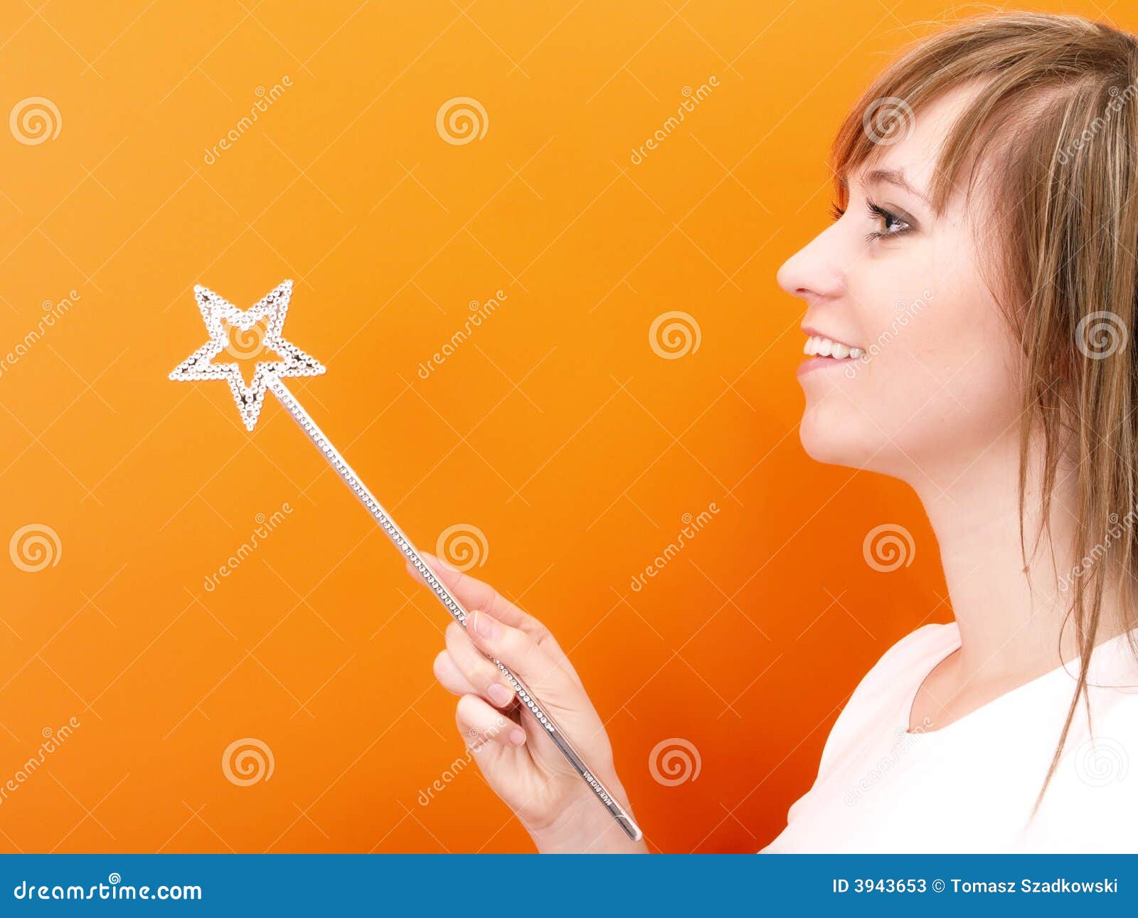 Beutiful and Happy Fairy with Wand Stock Image - Image of star, people ...