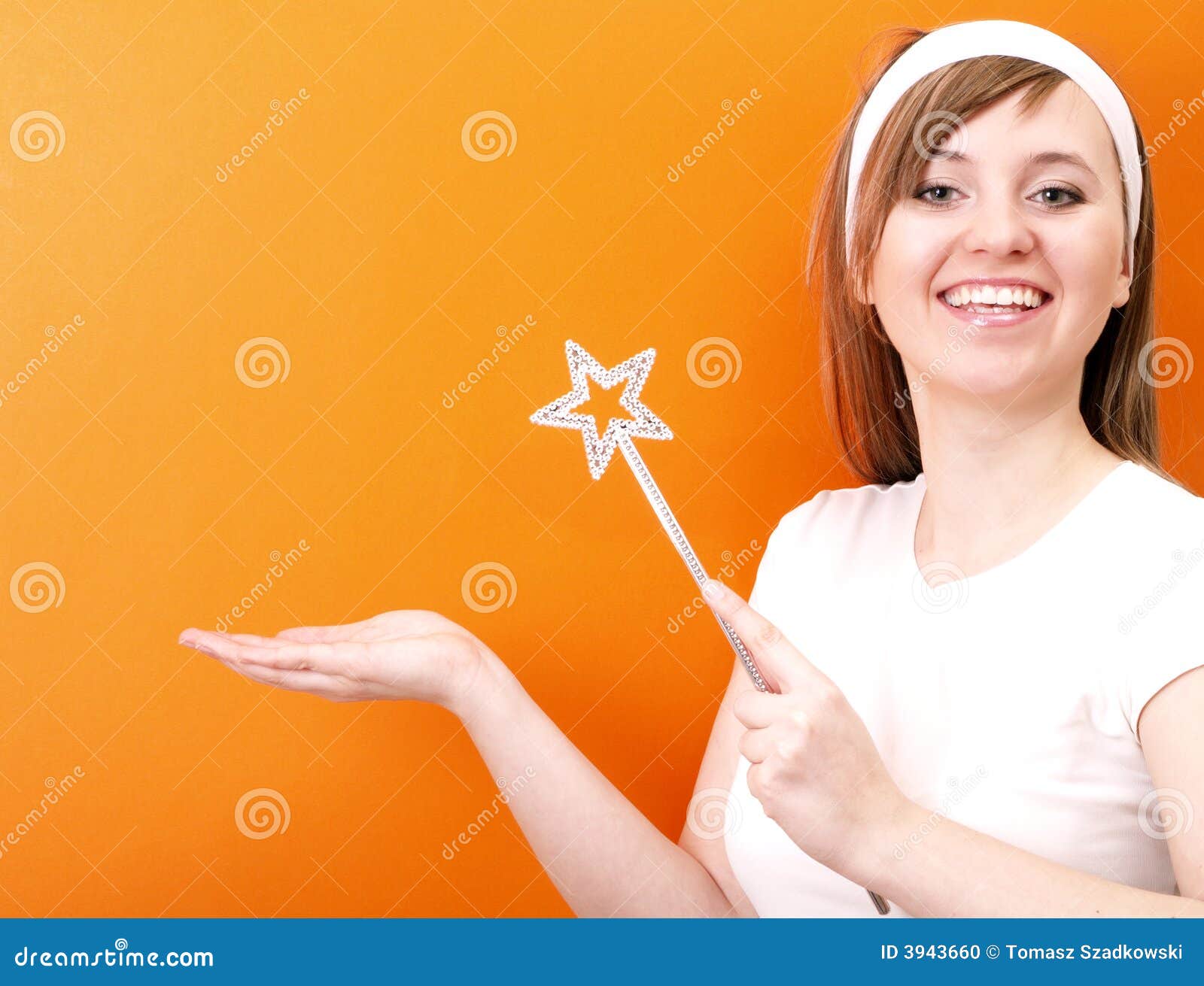 Beutiful and Happy Fairy with Wand Stock Photo - Image of fashion ...