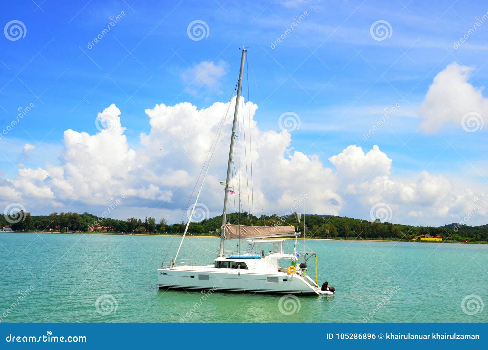 Beutiful Yacht Sailing at Sunny Day in Marina Island Editorial Photo ...