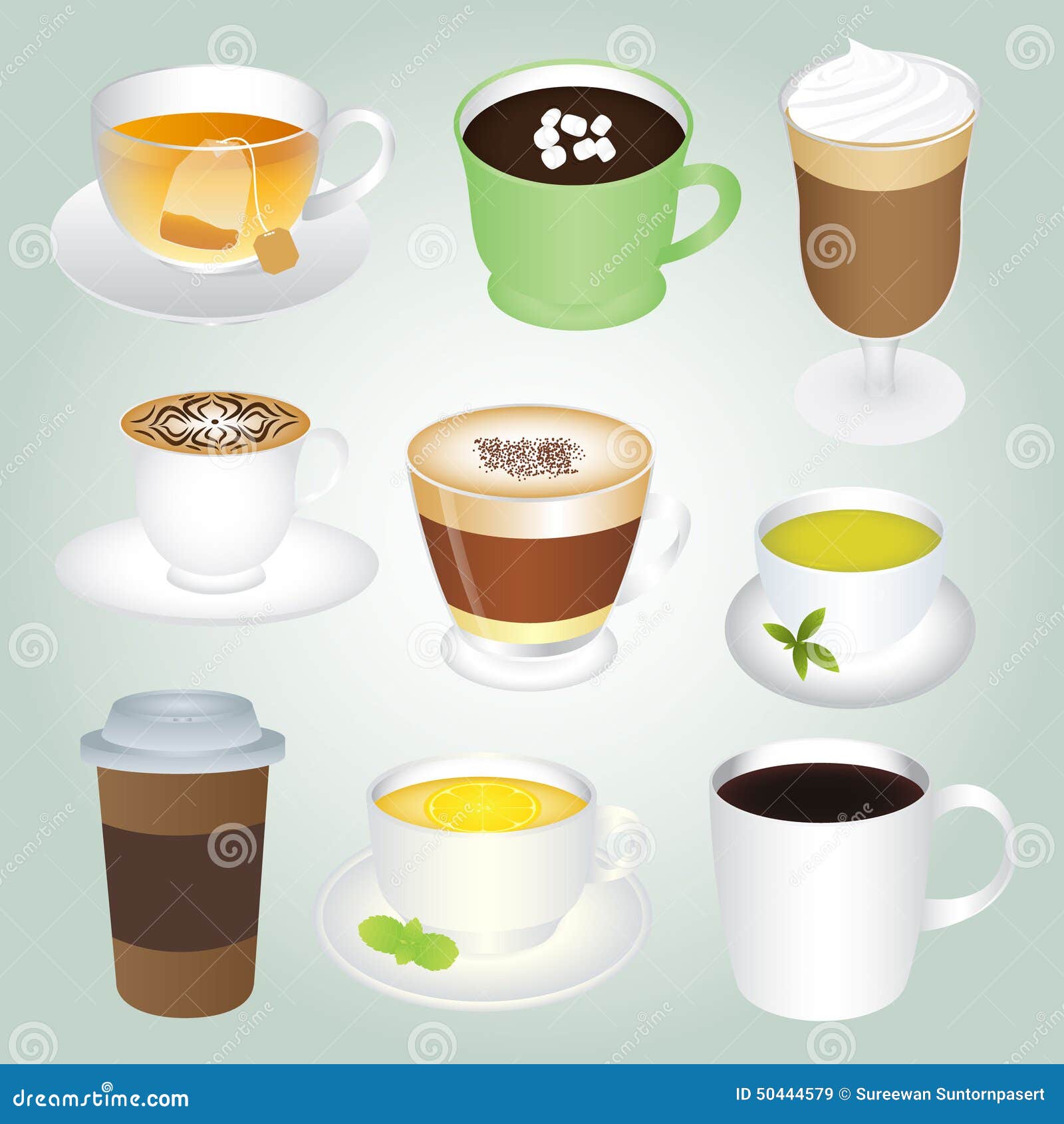 Bevande Calde Di Base Messe Illustrazione Vettoriale - Illustrazione di ...