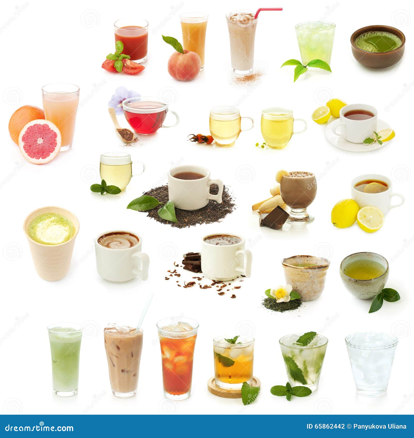 Bevande Differenti Isolate Su Un Fondo Bianco Fotografia Stock ...