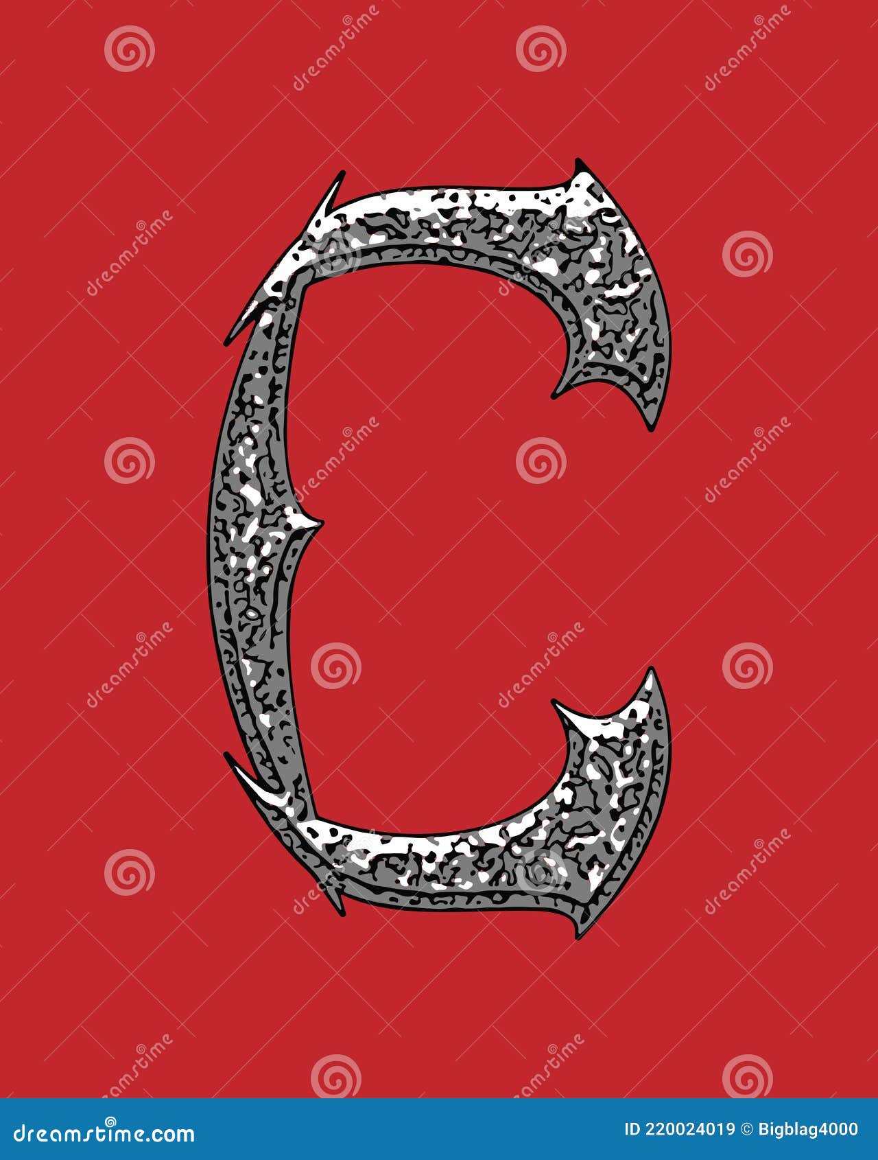 Beveled Letter with Coarse Surface on Red Background. Stock Vector ...