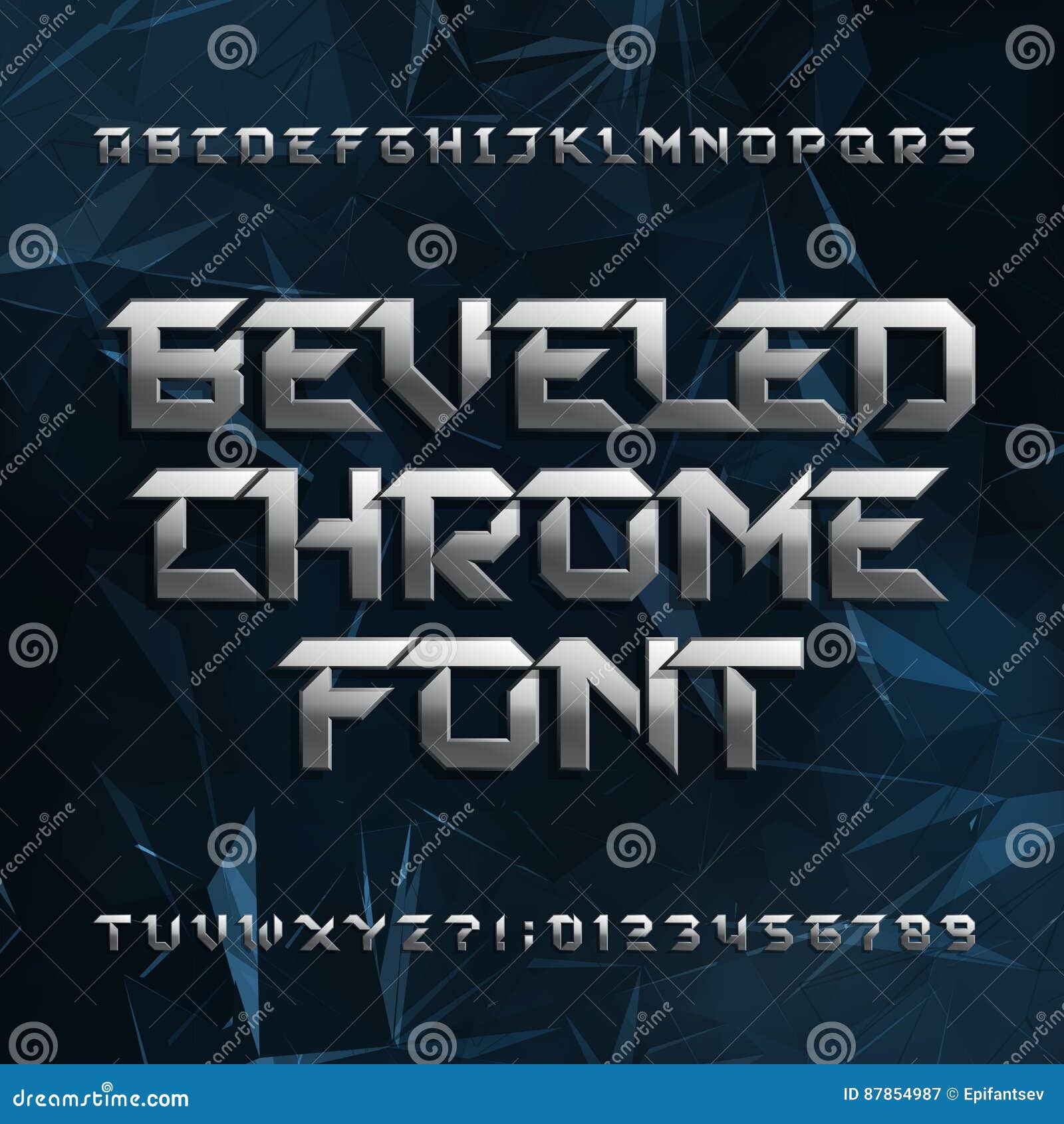 Beveled Metal Alphabet Font. Chrome Effect Letters and Numbers on ... Beveled Metal Alphabet Font. Chrome Effect Letters and Numbers on ...