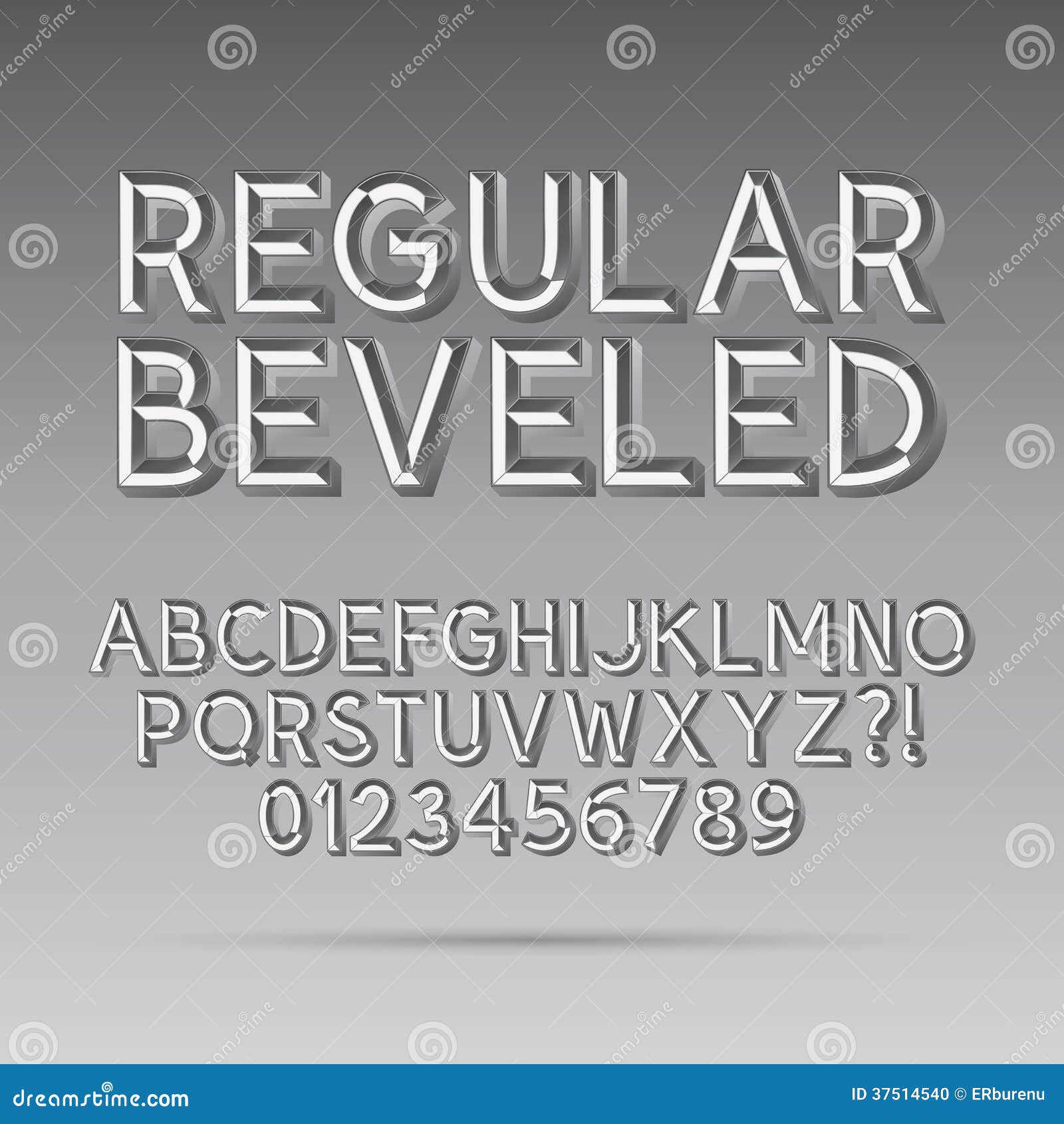 Beveled Outline Font and Digit Stock Vector - Illustration of bevel ...