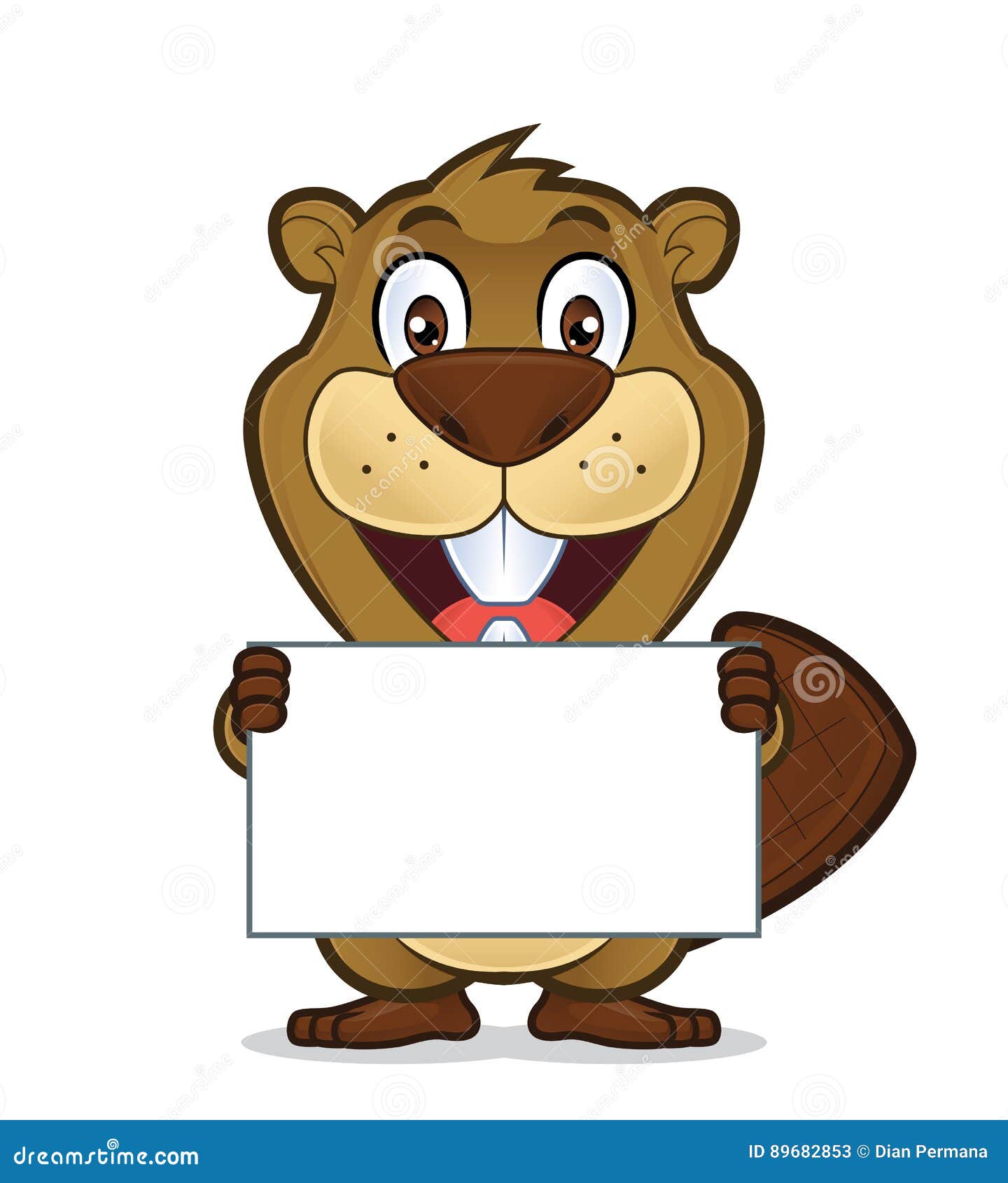 Bever Die Een Leeg Teken Houden Vector Illustratie - Illustration of ...