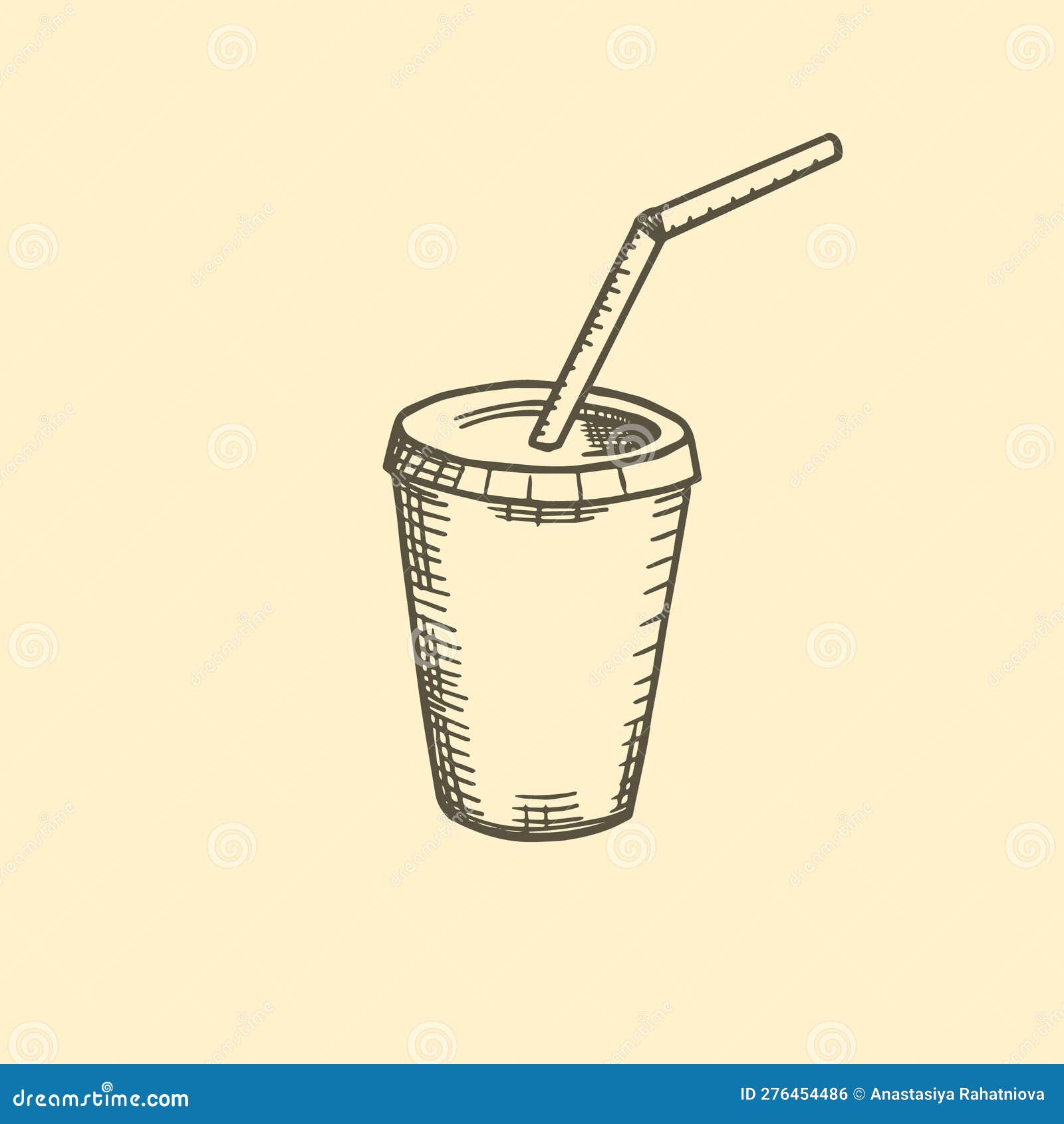 Beverage Cup with Straw, Hand Drawn Sketch Vector Illustration Stock ...