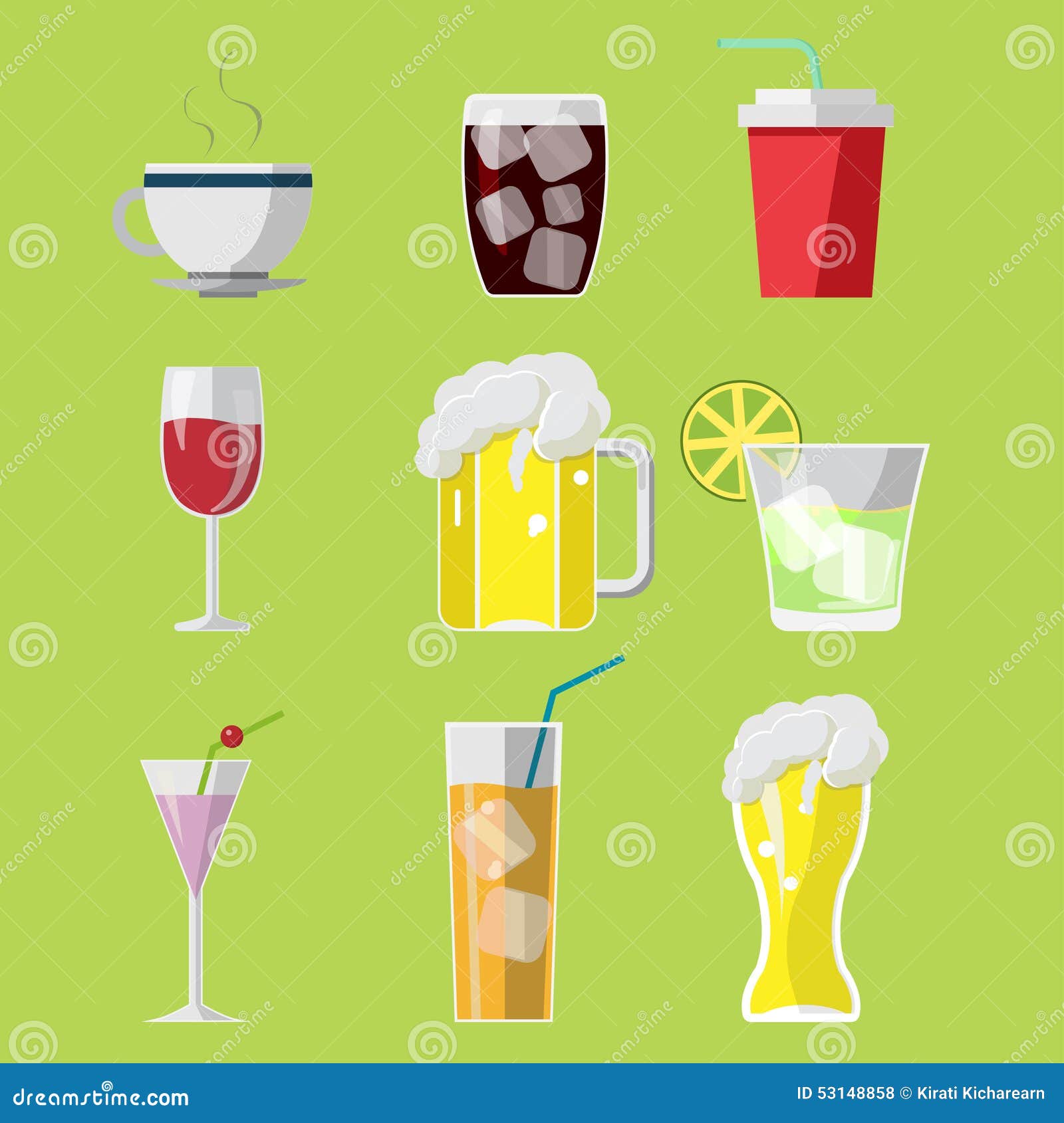 Beverage Drink Icons Symbols Set Vector Stock Vector - Illustration of ...