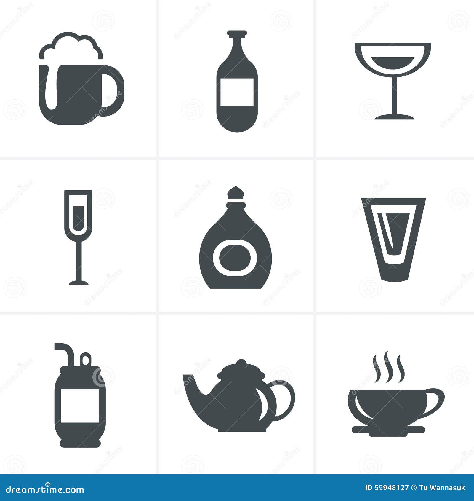Beverage icons stock illustration. Illustration of latte - 59948127