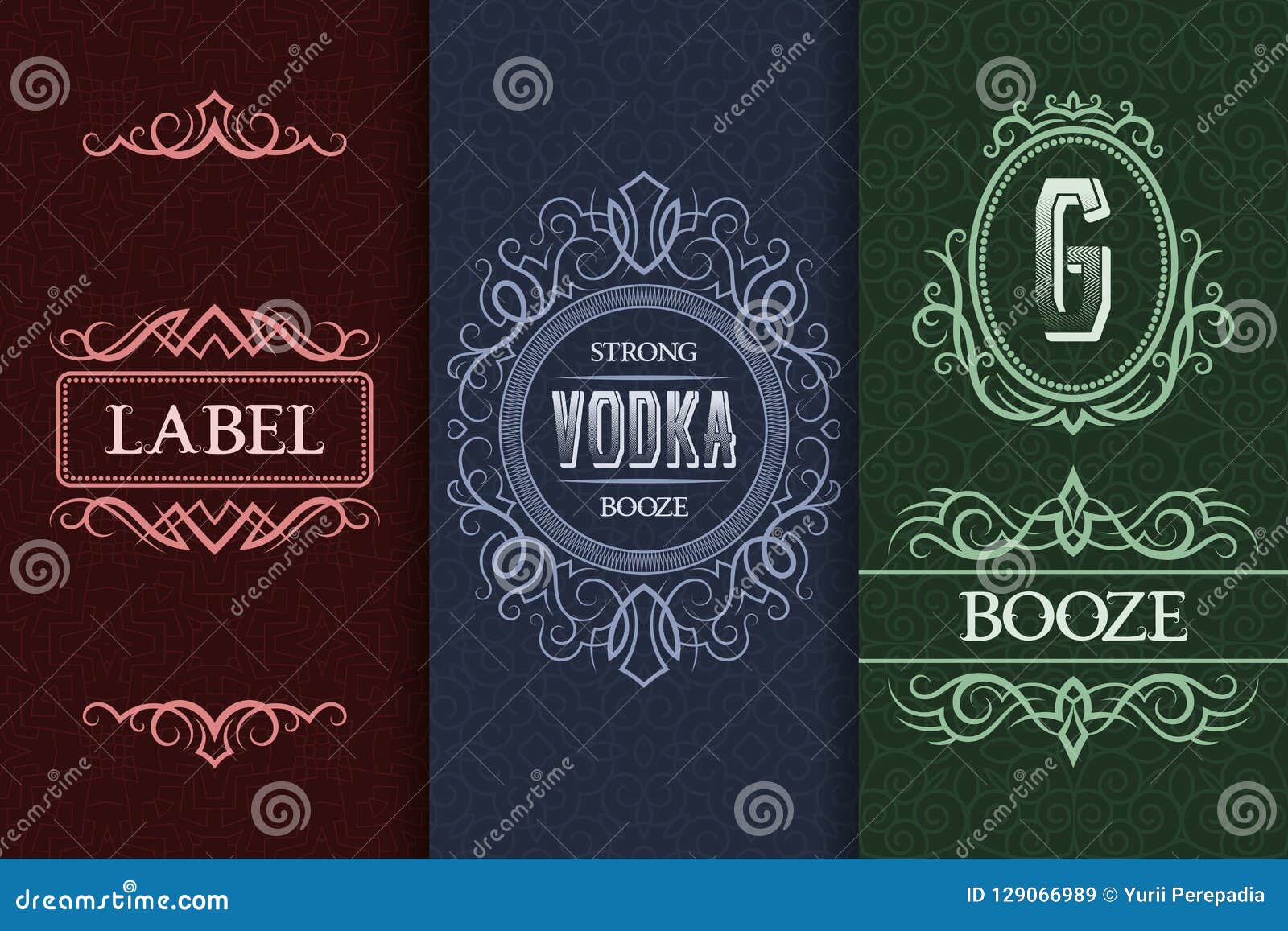 Beverage Packaging Design. Set of Alcohol Drink Bottles Labels Stock ...