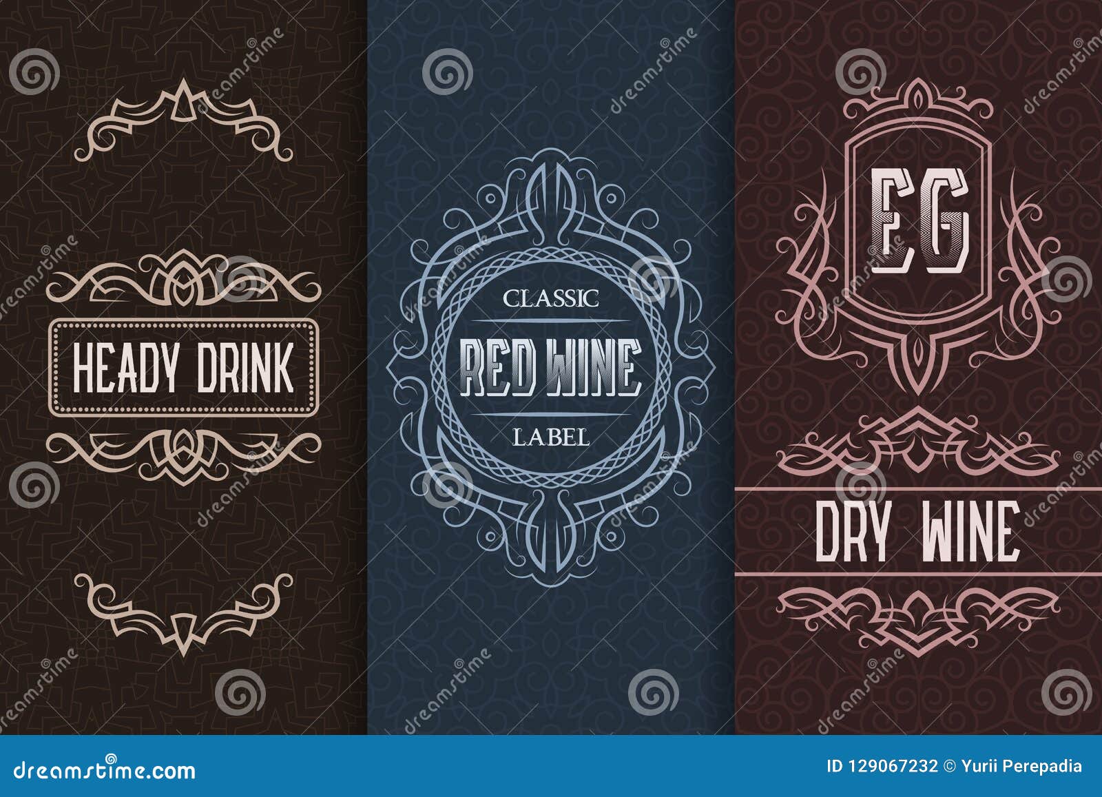 Beverage Packaging Design. Set of Alcohol Drink Bottles Labels Stock ...