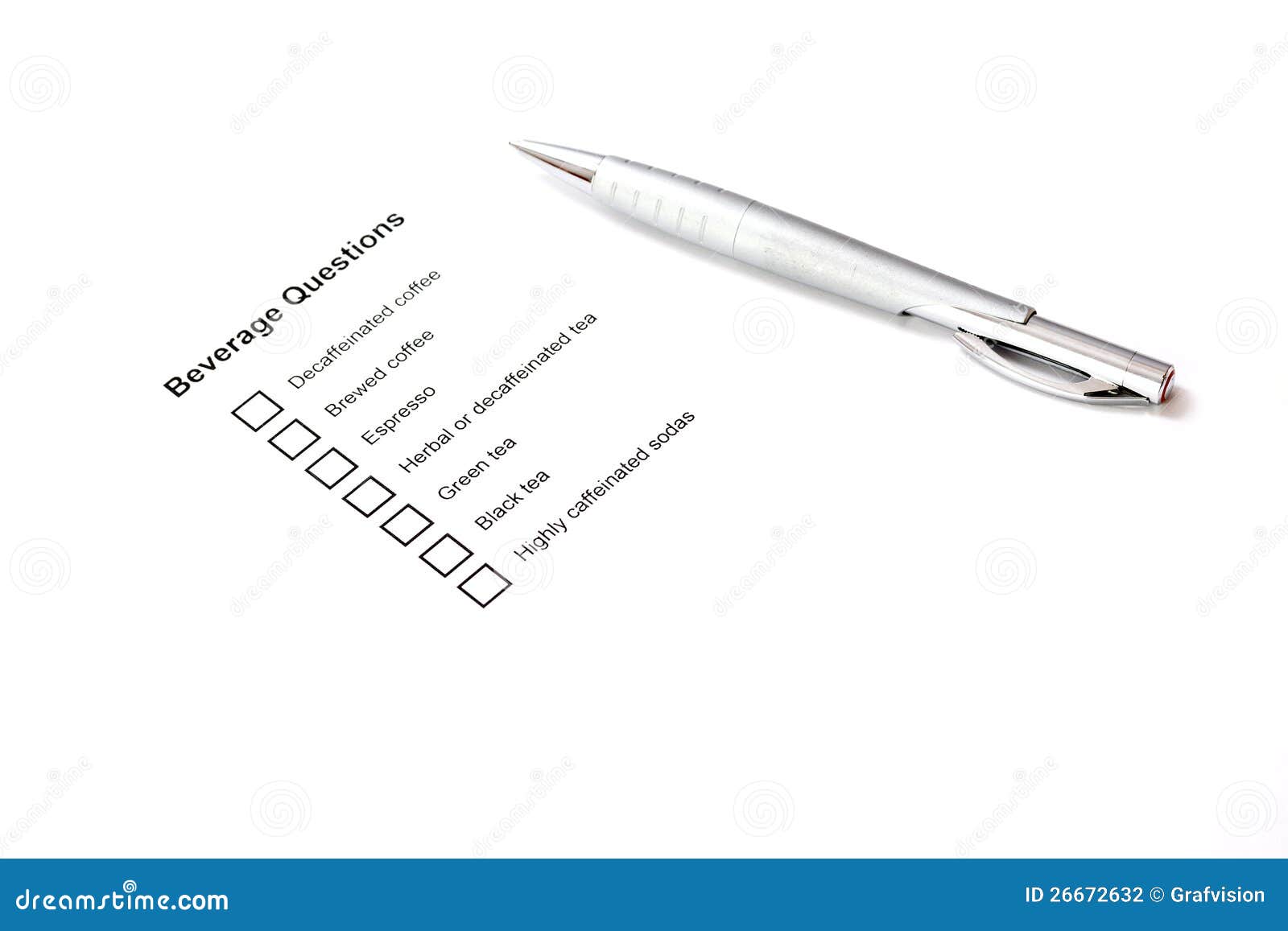 Beverage question form stock photo. Image of poll, survey - 26672632