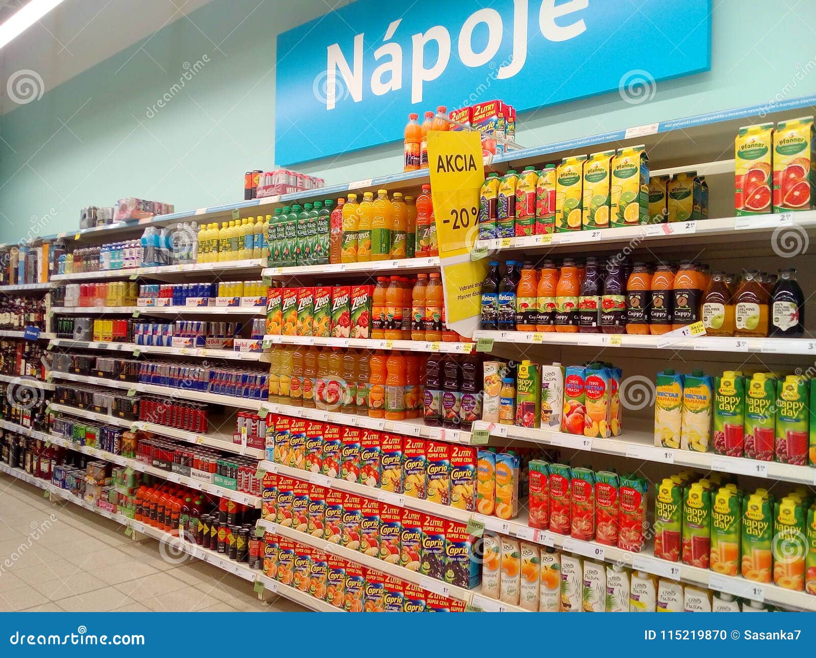 Beverage shelves editorial image. Image of juices, drinks - 115219870