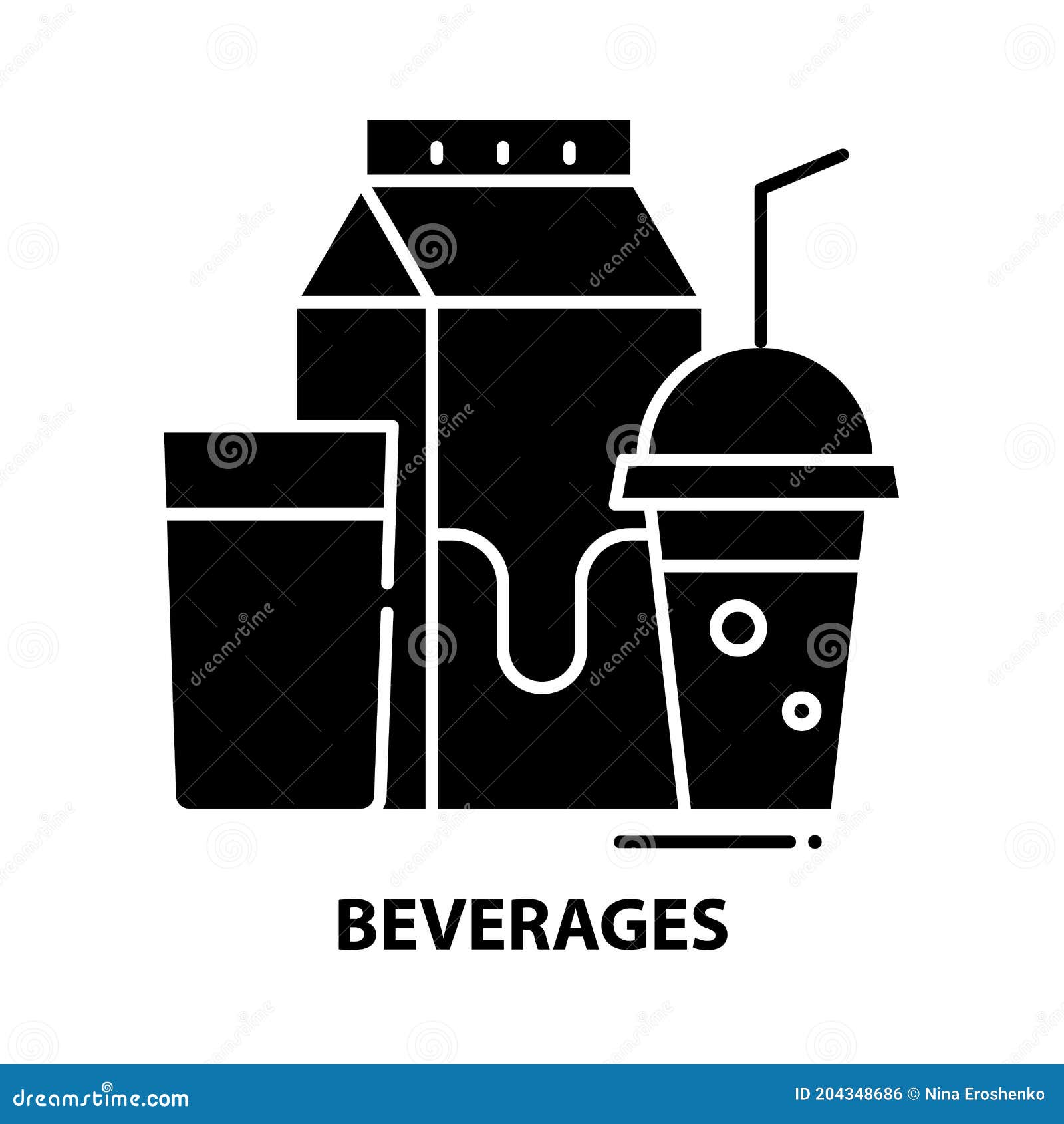 Beverages Icon, Black Vector Sign with Editable Strokes, Concept ...