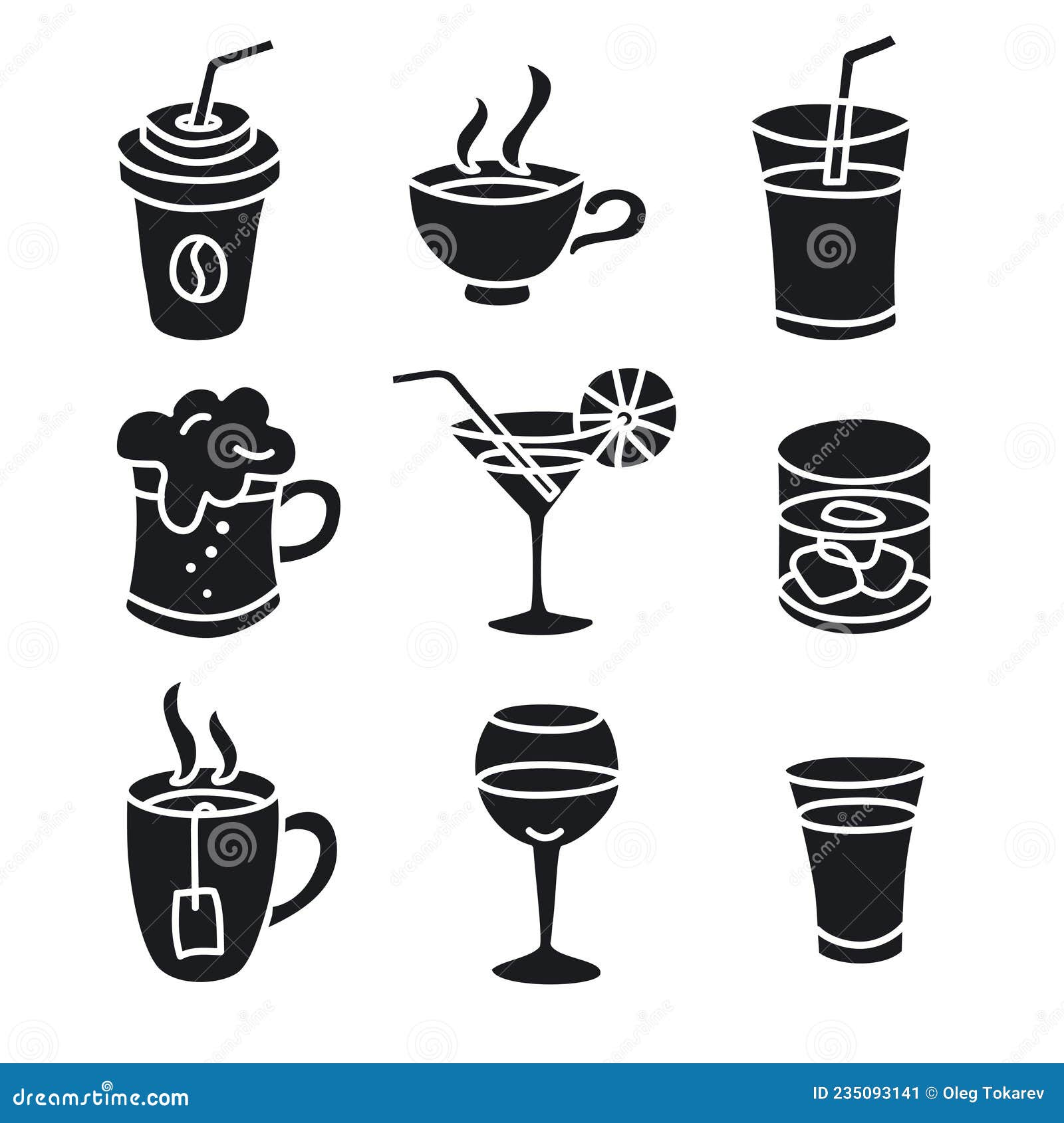 Beverages icons set stock illustration. Illustration of juice - 235093141