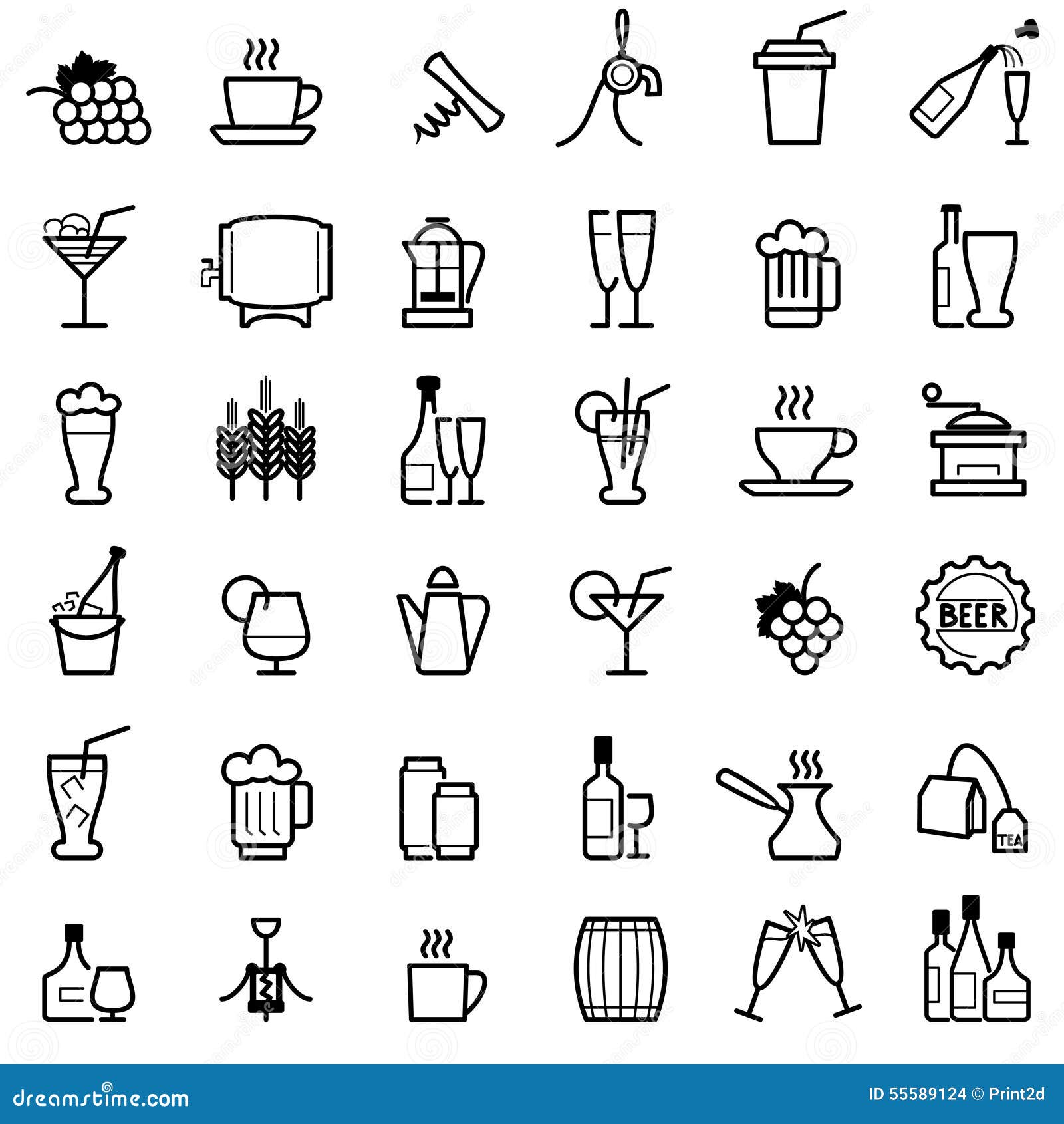 Beverages line icons stock vector. Illustration of french - 55589124