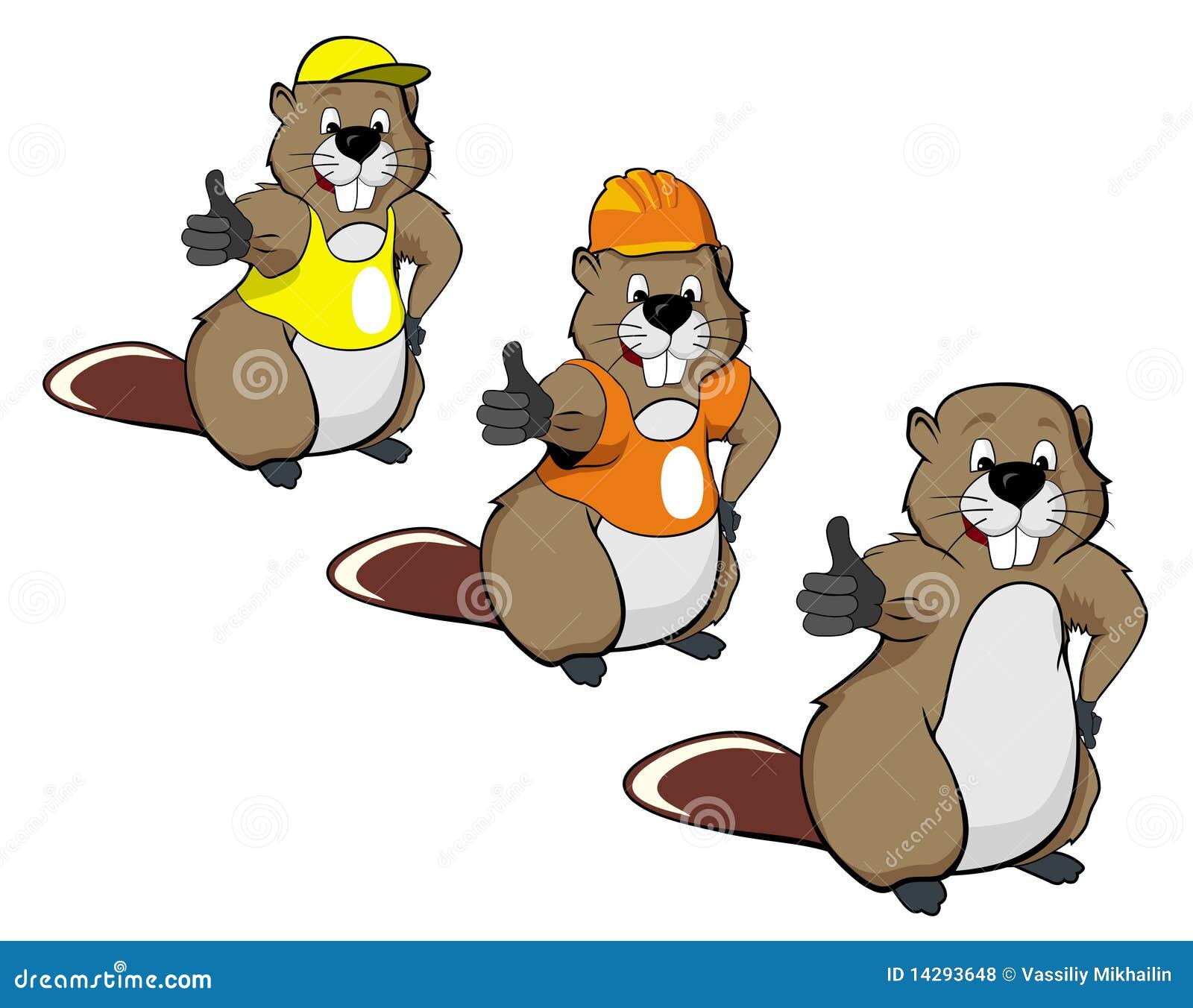 Bevers Drie Van Het Beeldverhaal Vector Illustratie - Illustration of ...