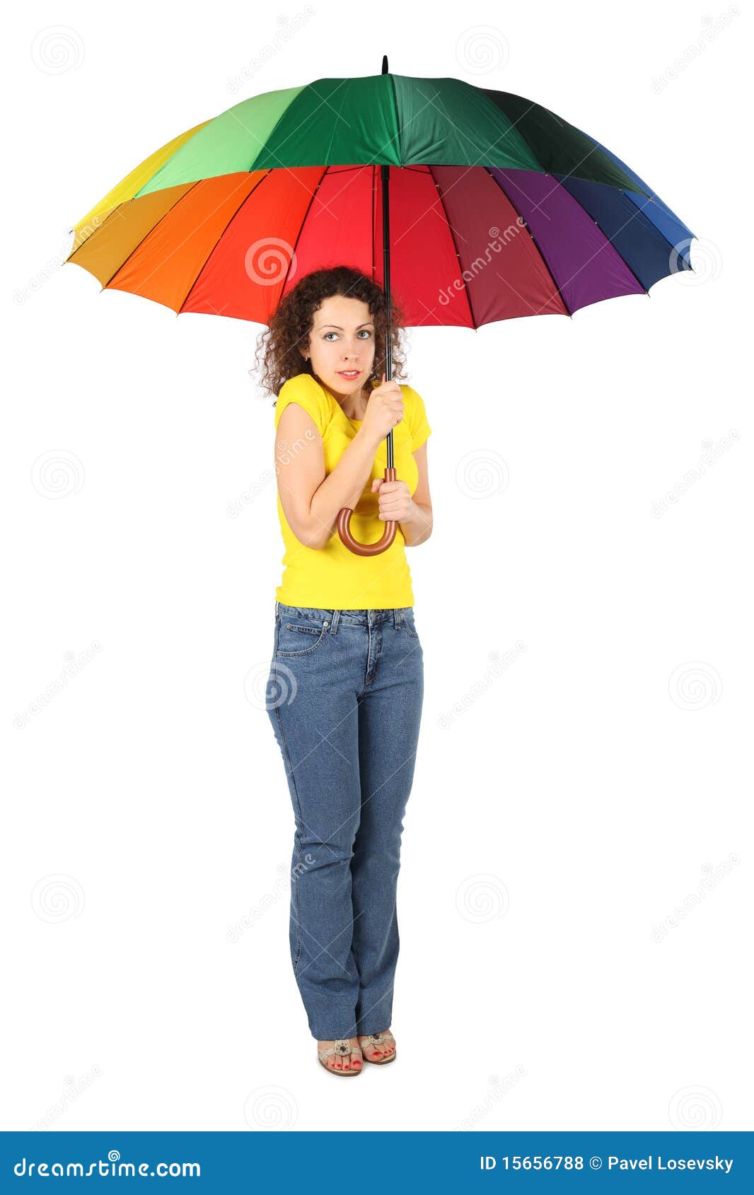 Bevroren Vrouw in Overhemd Met Paraplu Stock Foto - Image of kleurrijk ...