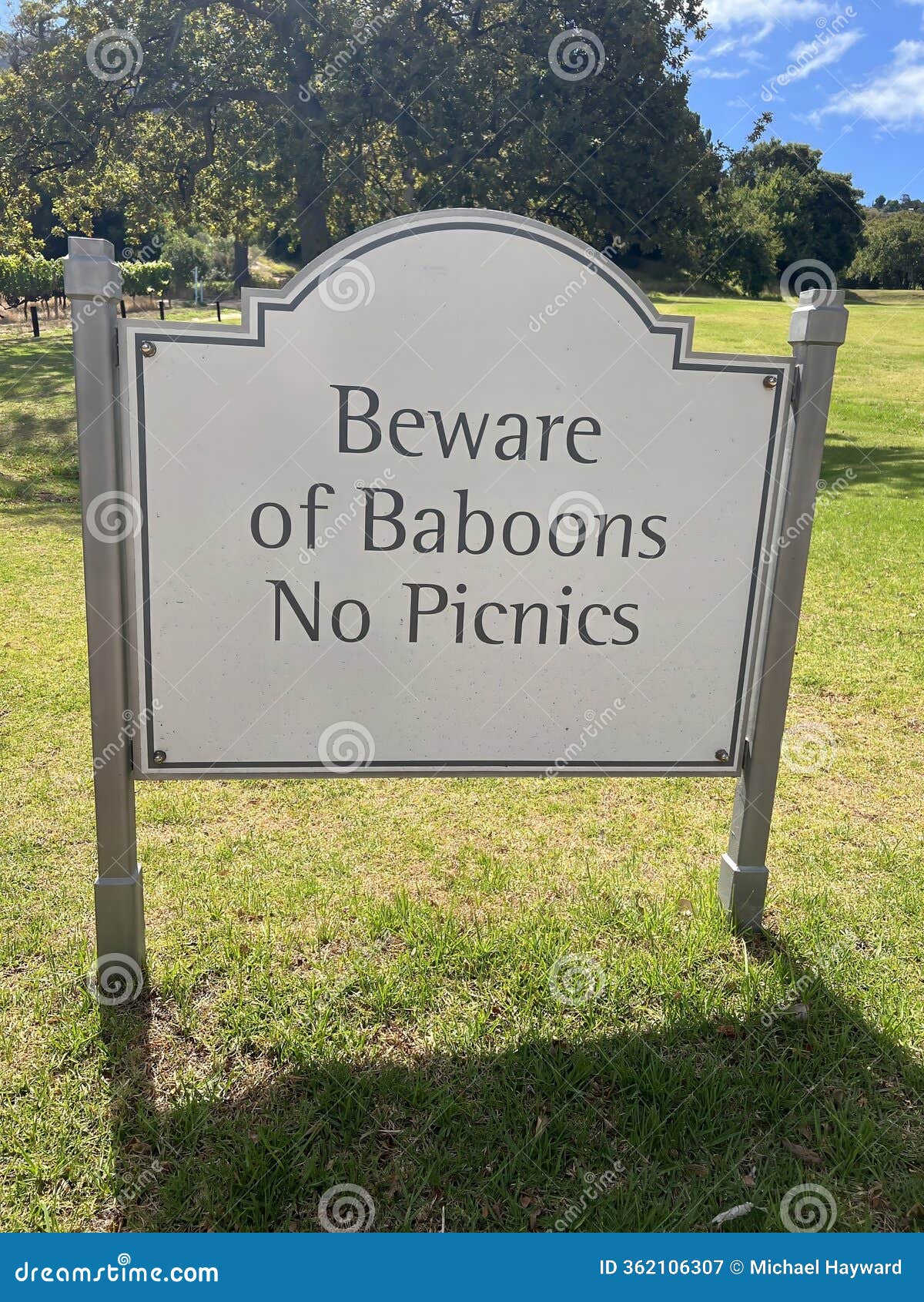 Beware of Baboon Monkey Warning Sign in Picnic Area Stock Image - Image ...
