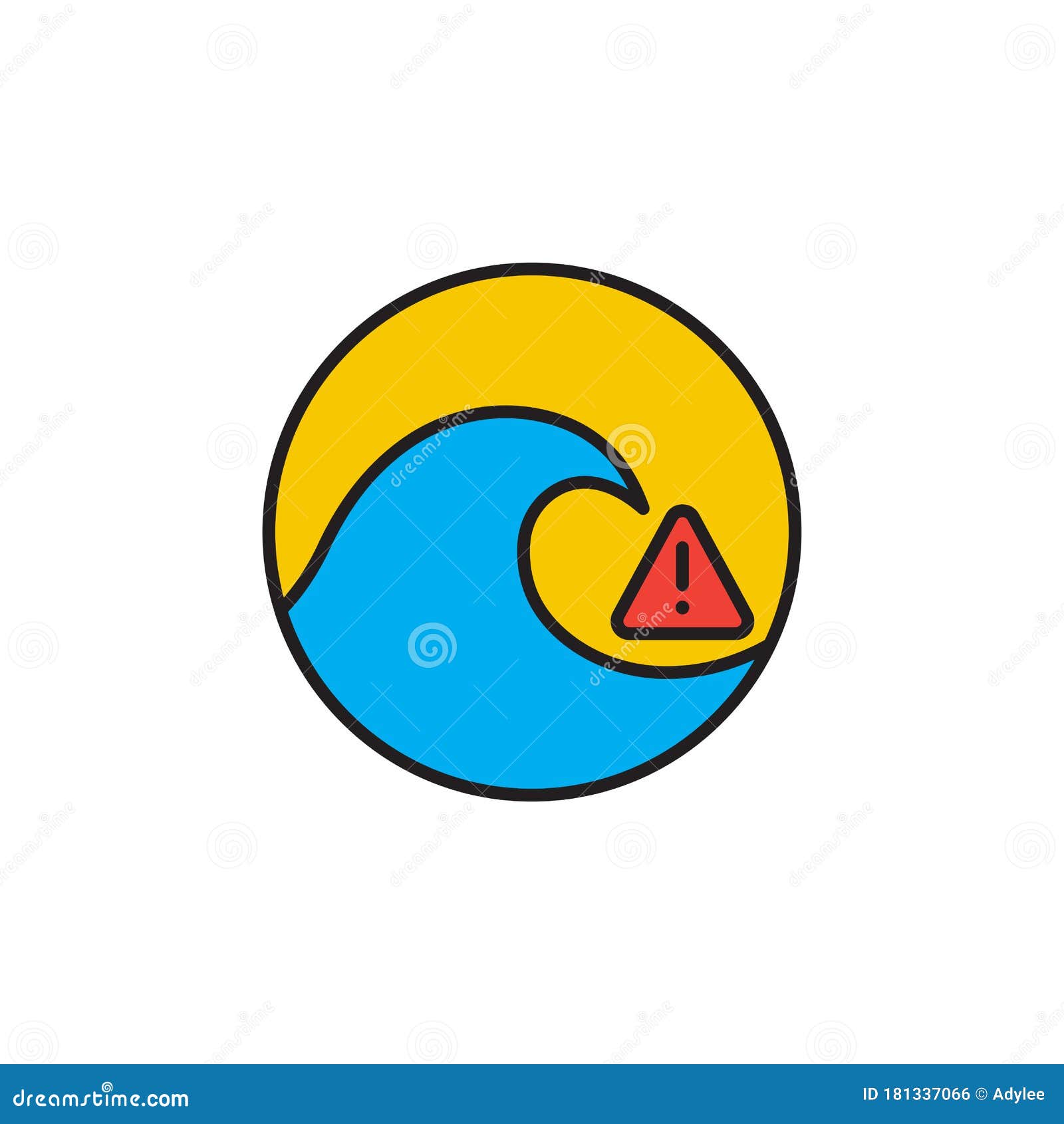 Beware Big Waves Vector Icon Sign Isolated on White Background Stock ...