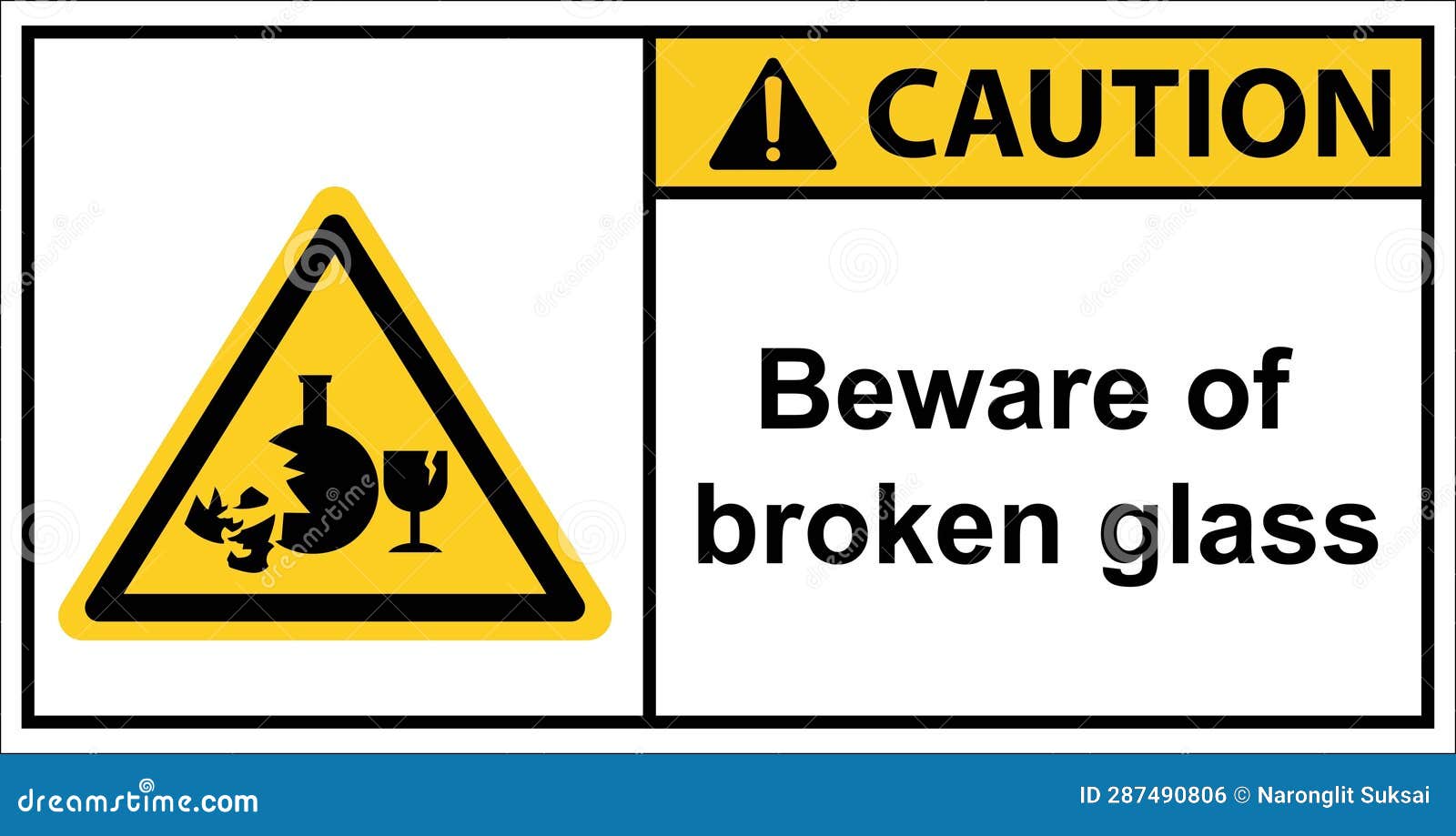 Beware of Broken Glass. Glass Shards Dump Area Stock Vector ...