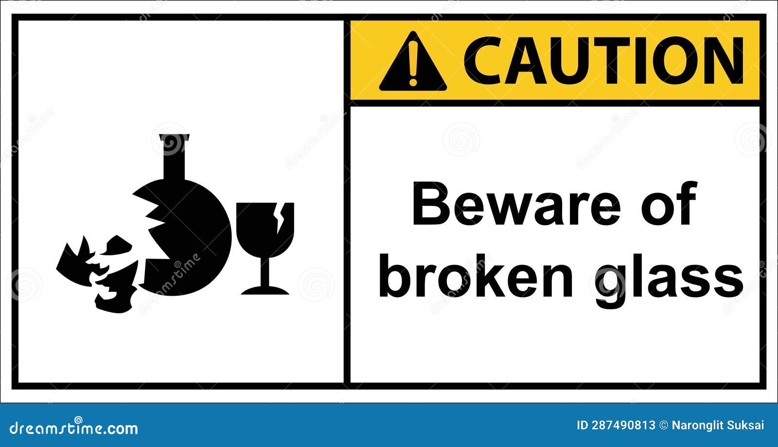 Beware of Broken Glass. Glass Shards Dump Area Stock Vector ...