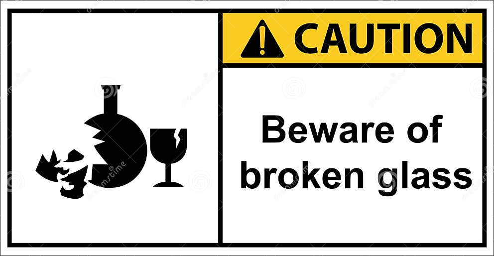 Beware of Broken Glass. Glass Shards Dump Area Stock Vector ...