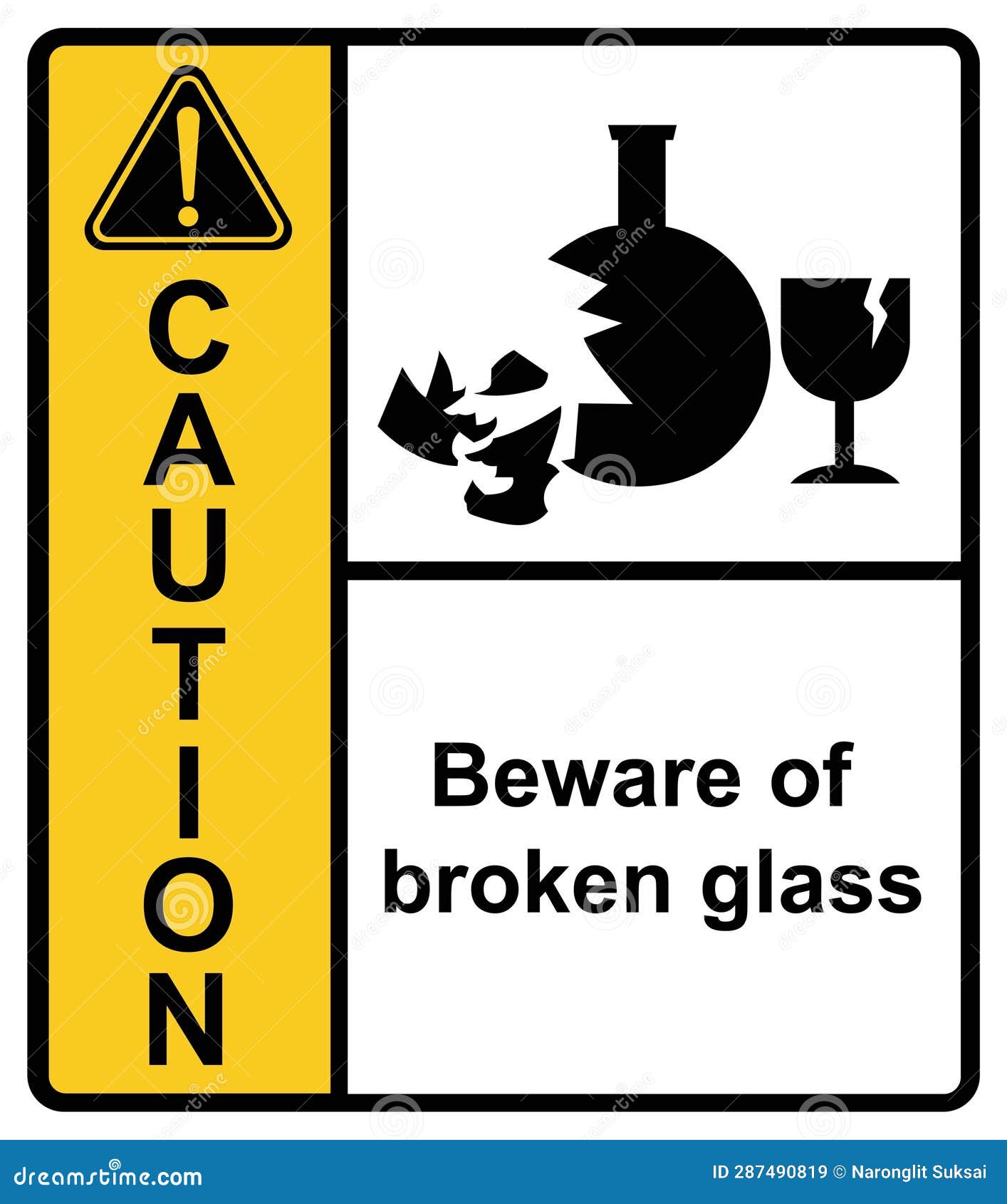 Beware of Broken Glass. Glass Shards Dump Area Stock Vector ...