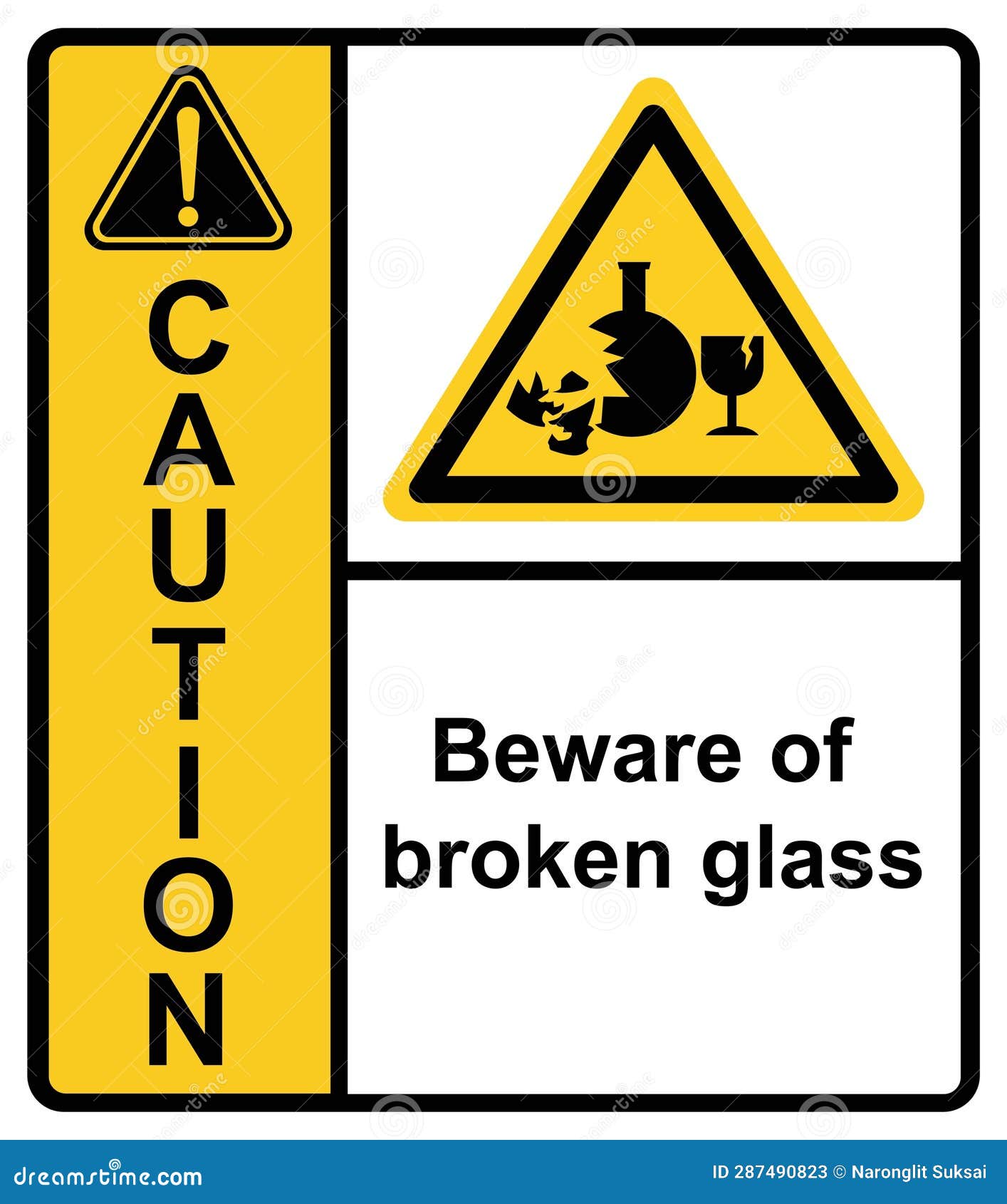 Beware of Broken Glass. Glass Shards Dump Area Stock Vector ...