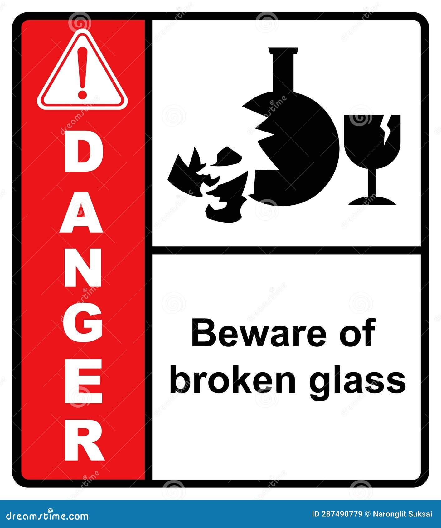 Beware of Broken Glass. Glass Shards Dump Area Stock Vector ...