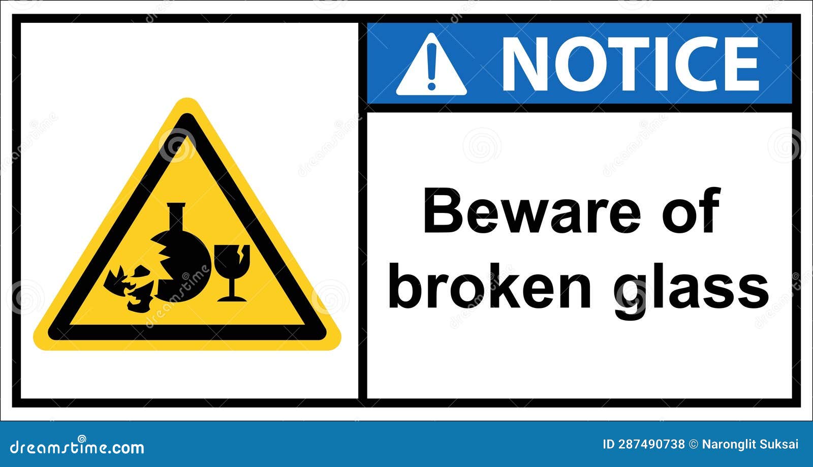 Beware of Broken Glass. Glass Shards Dump Area Stock Vector ...