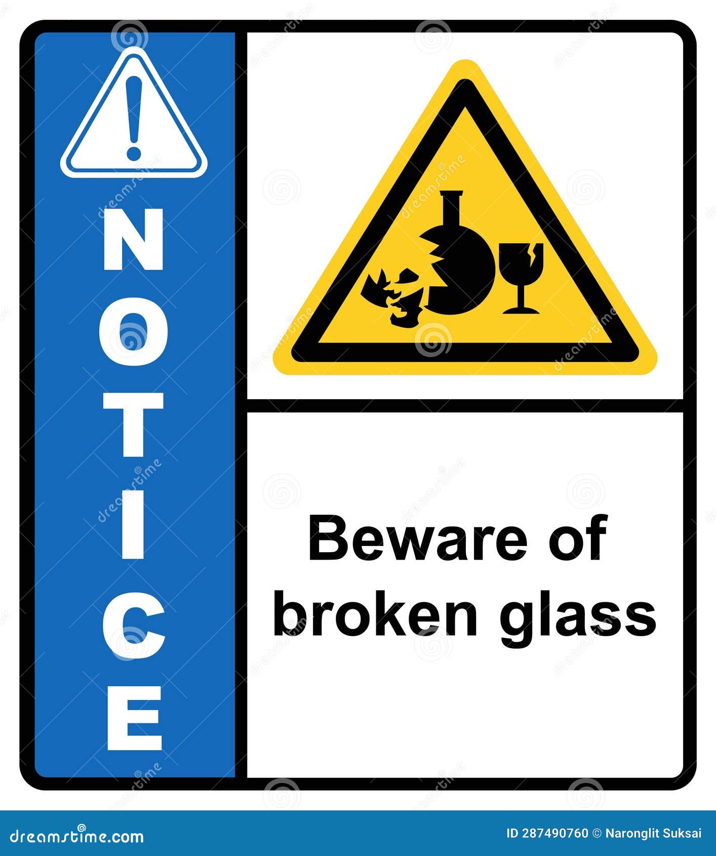Beware of Broken Glass. Glass Shards Dump Area Stock Vector ...