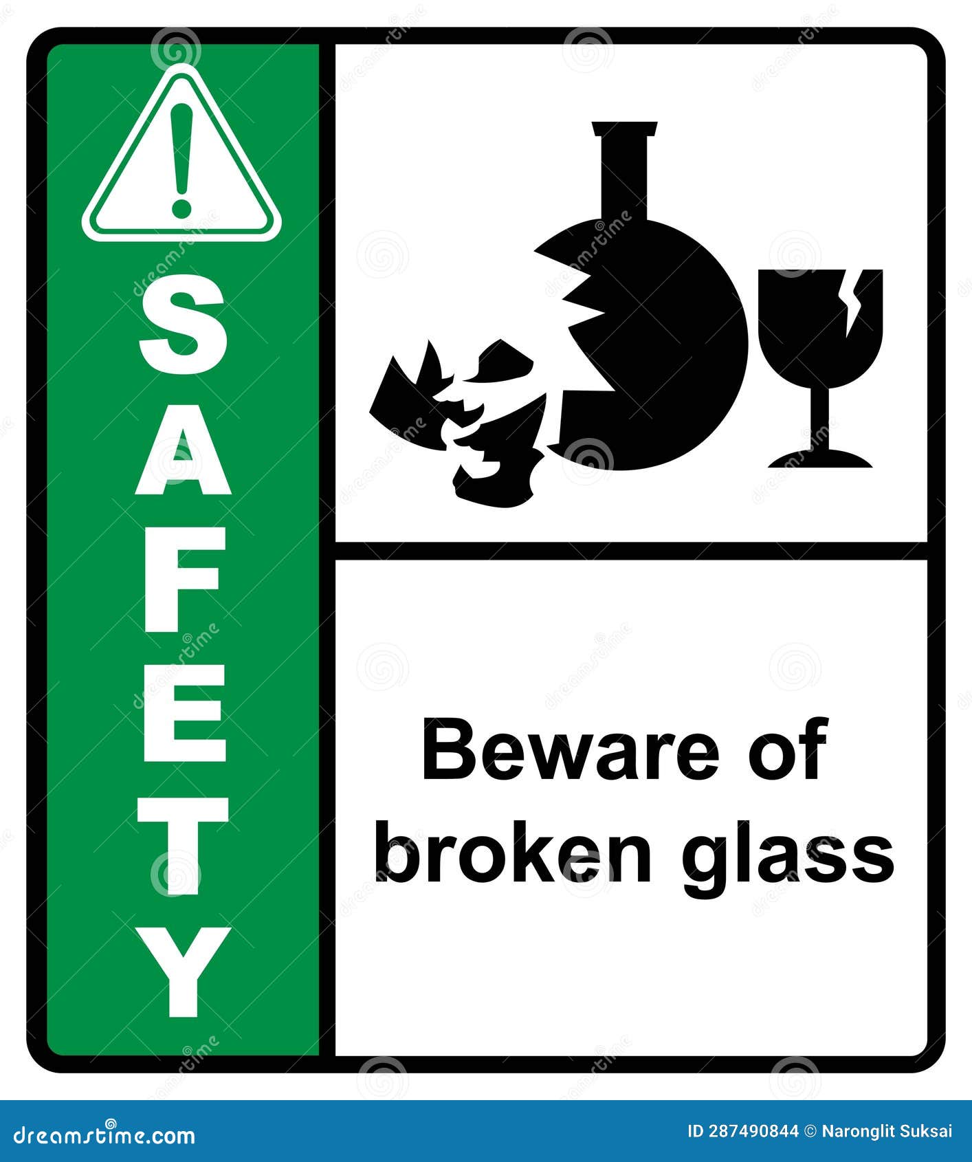 Beware of Broken Glass. Glass Shards Dump Area Stock Vector ...