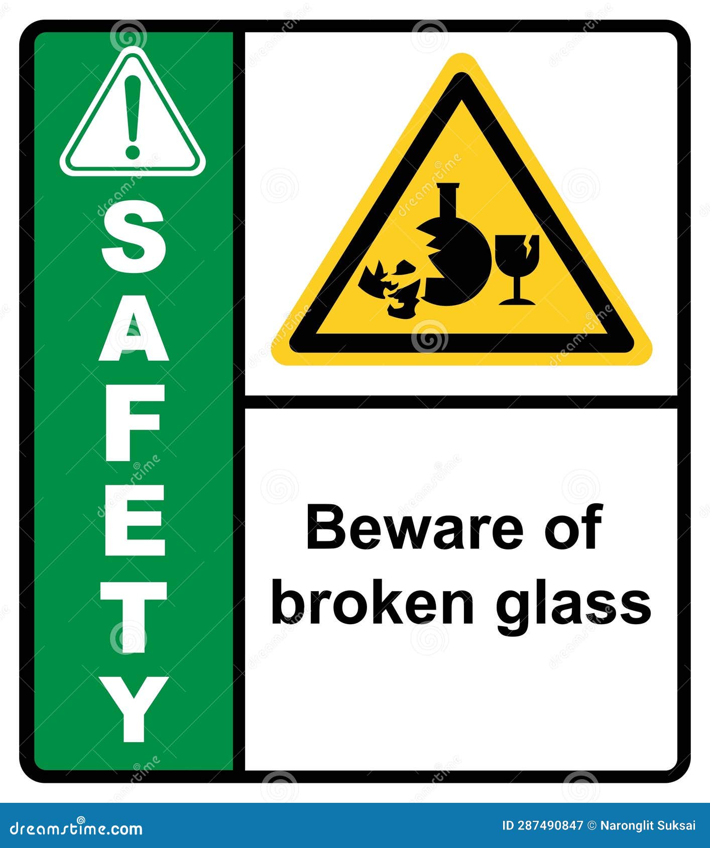Beware of Broken Glass. Glass Shards Dump Area Stock Vector ...