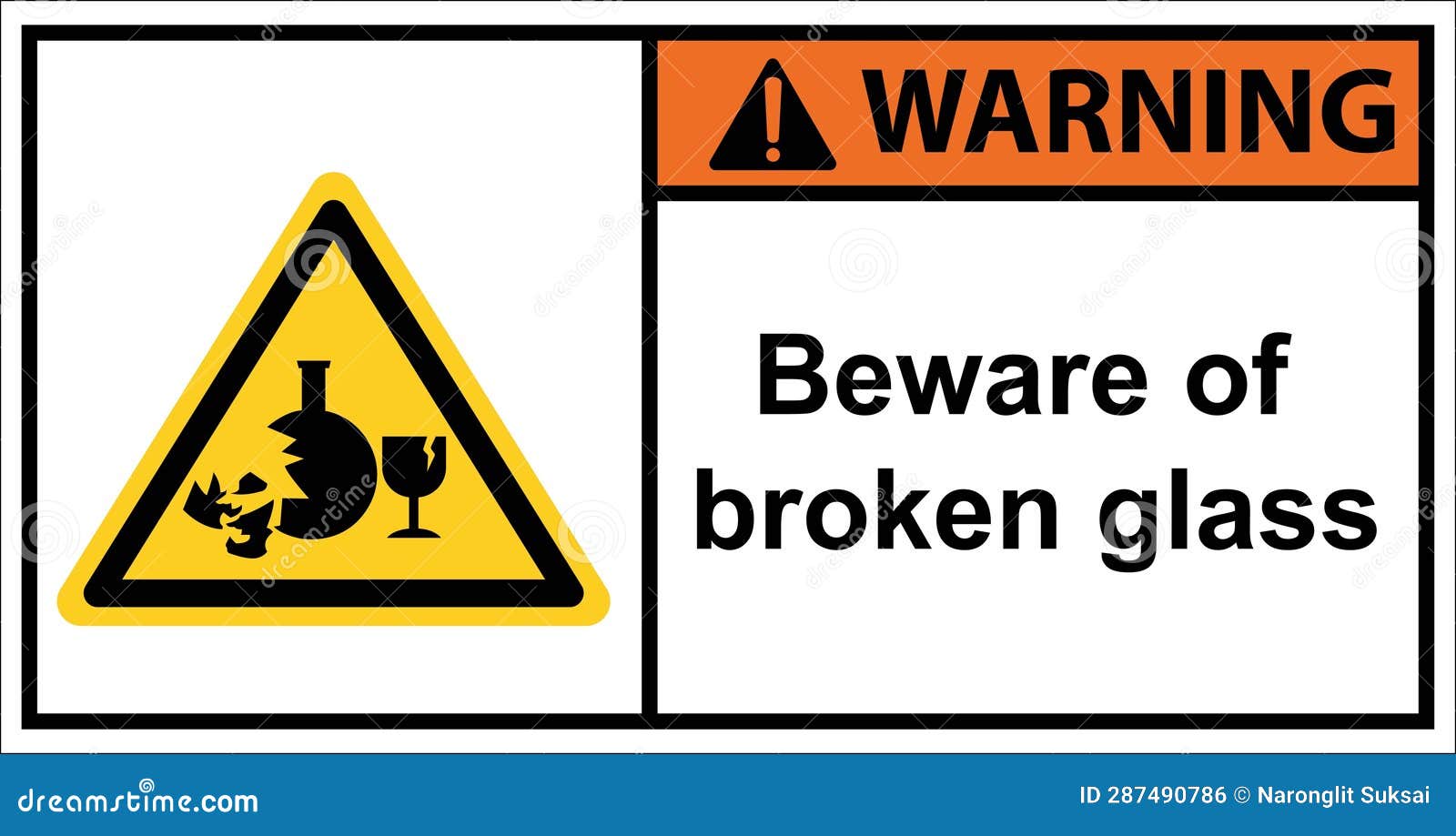 Beware of Broken Glass. Glass Shards Dump Area Stock Vector ...