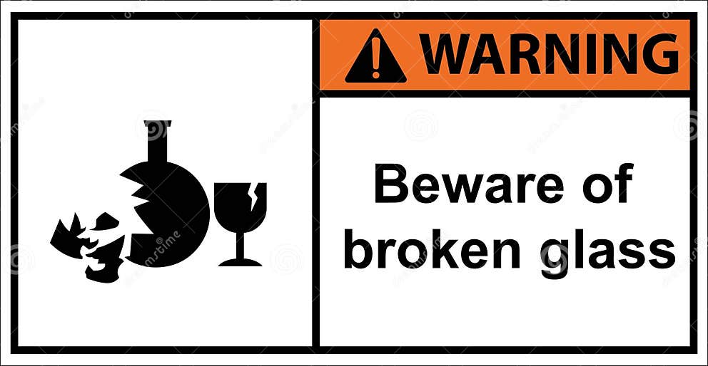Beware of Broken Glass. Glass Shards Dump Area Stock Vector ...