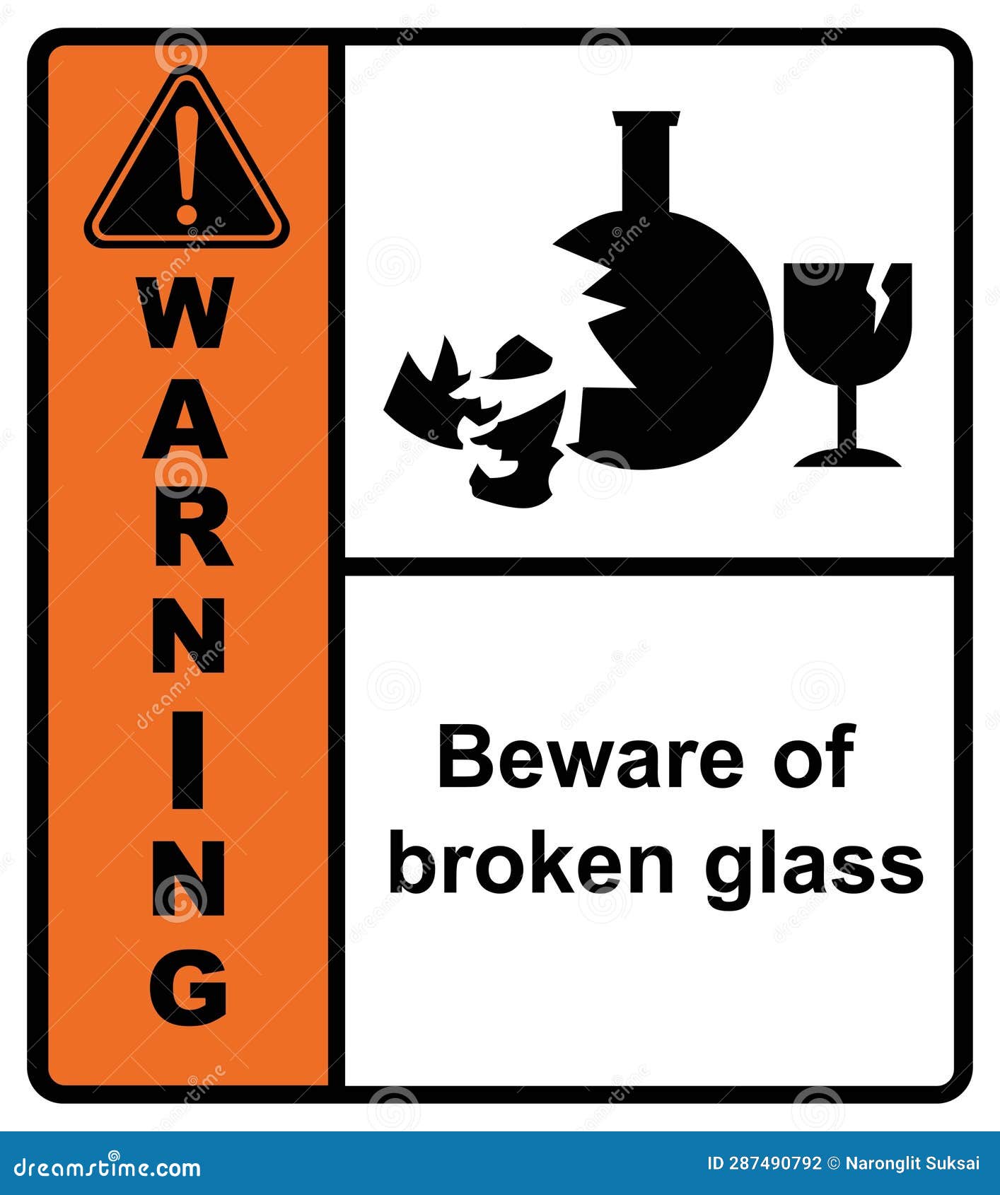 Beware of Broken Glass. Glass Shards Dump Area Stock Vector ...