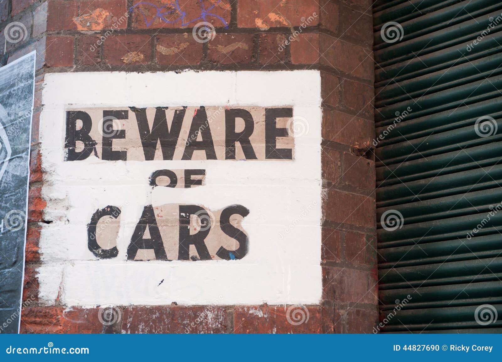 Beware of Cars stock photo. Image of wall, warning, notice - 44827690