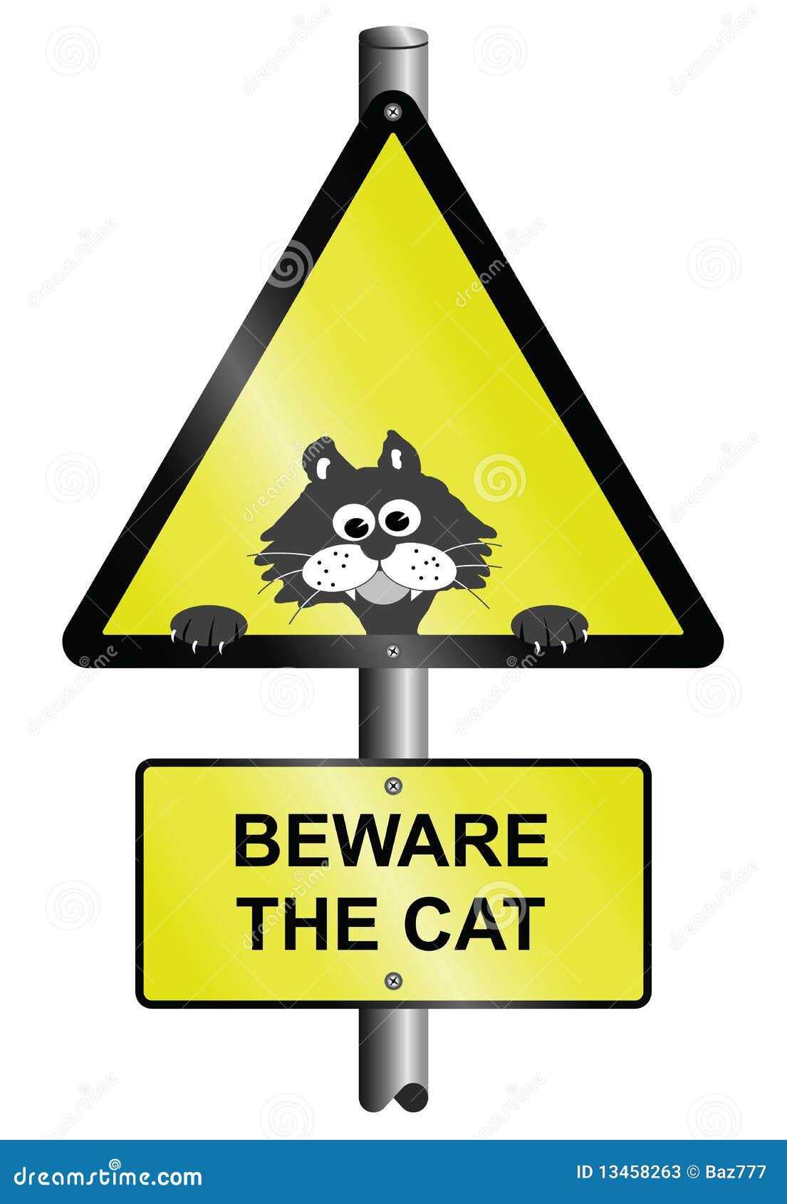 Beware the cat stock vector. Illustration of pole, beware - 13458263