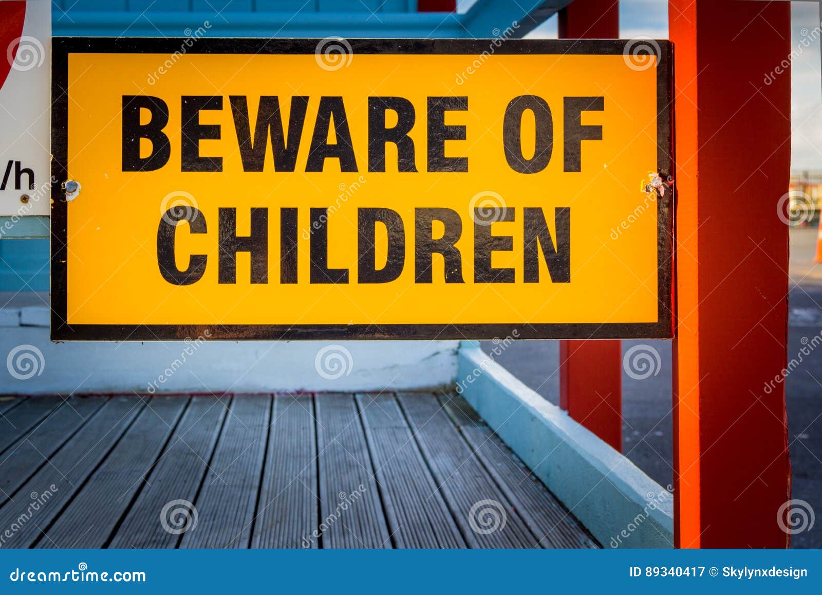 Beware of Children Yellow Road Sign Stock Image - Image of roadsign ...