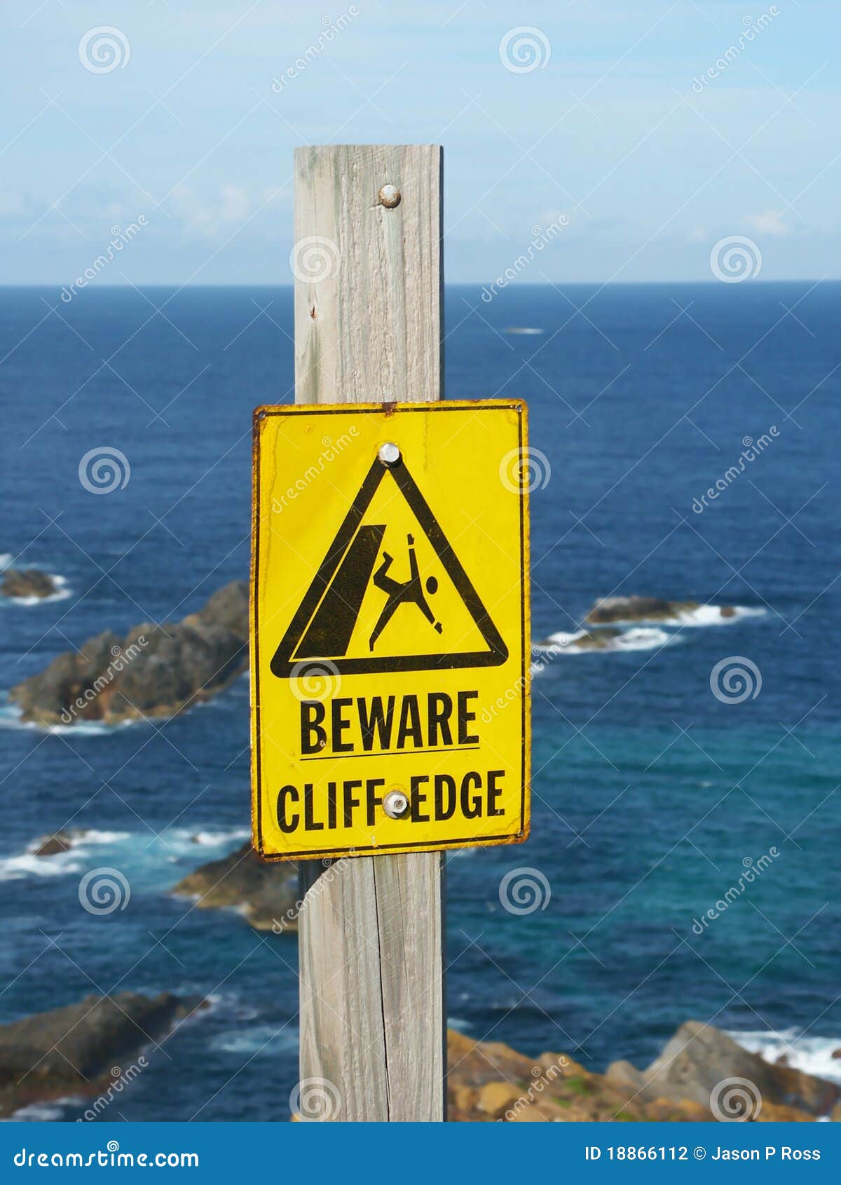 Beware Of Cliff Falls Warning Sign Royalty-Free Stock Photography ...