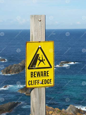 Beware of Cliff Edge Sign stock photo. Image of booti - 18866112