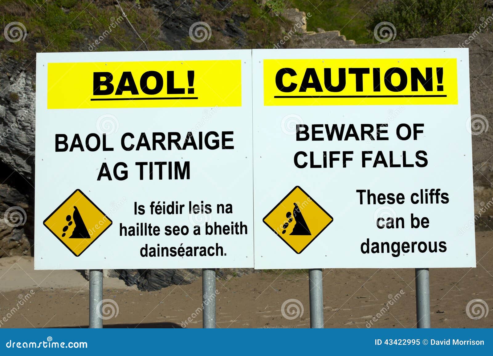 Beware of Cliff Falls Warning Sign Stock Image - Image of fall, safe ...
