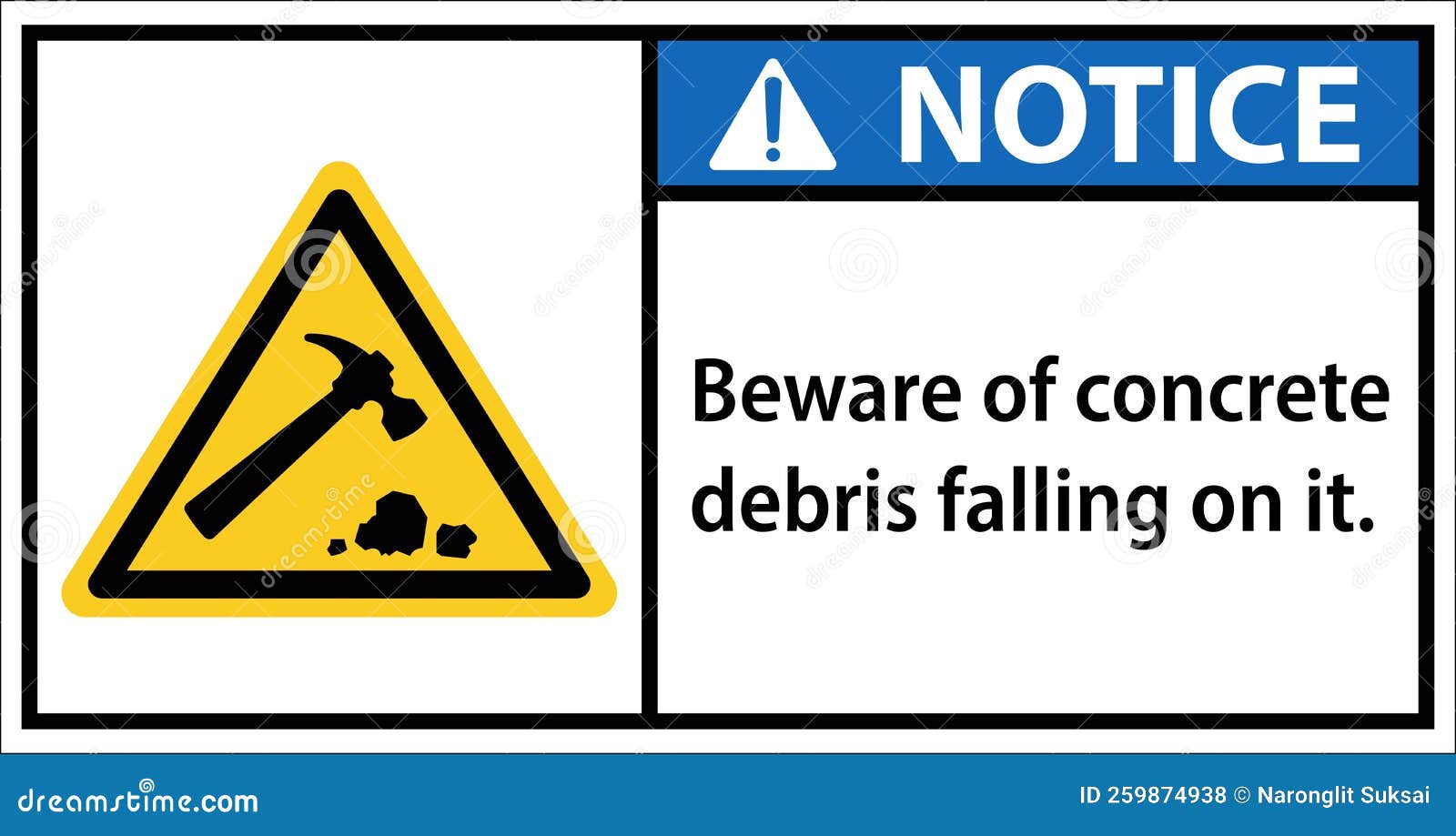 Beware of Concrete Debris Falling on it.sign Notice Stock Vector ...