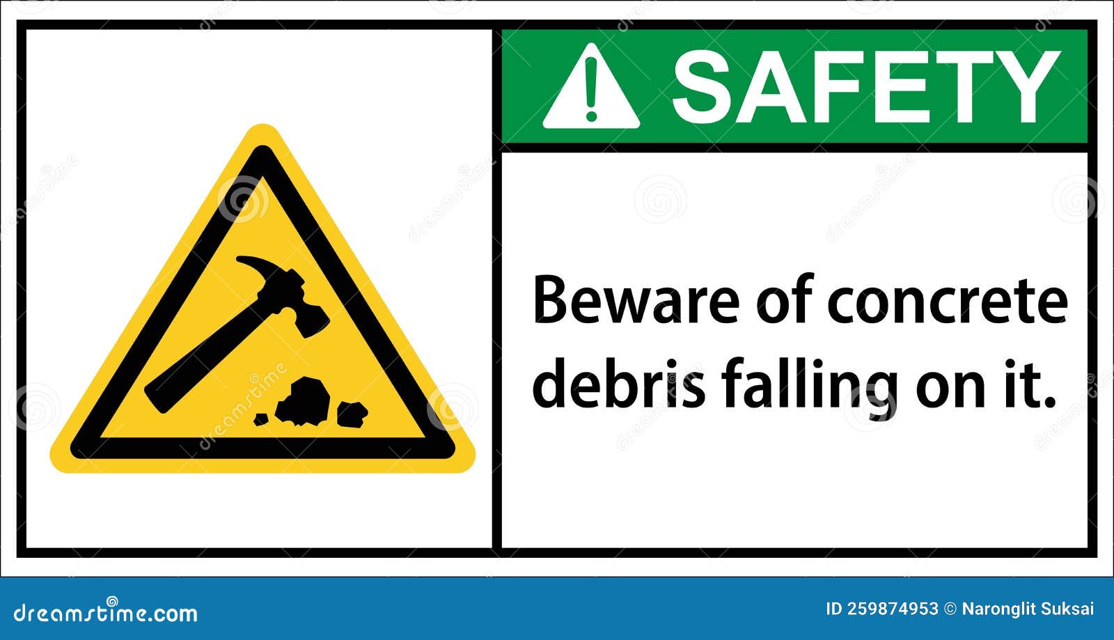 Beware of Concrete Debris Falling on it.sign Safety Stock Vector ...